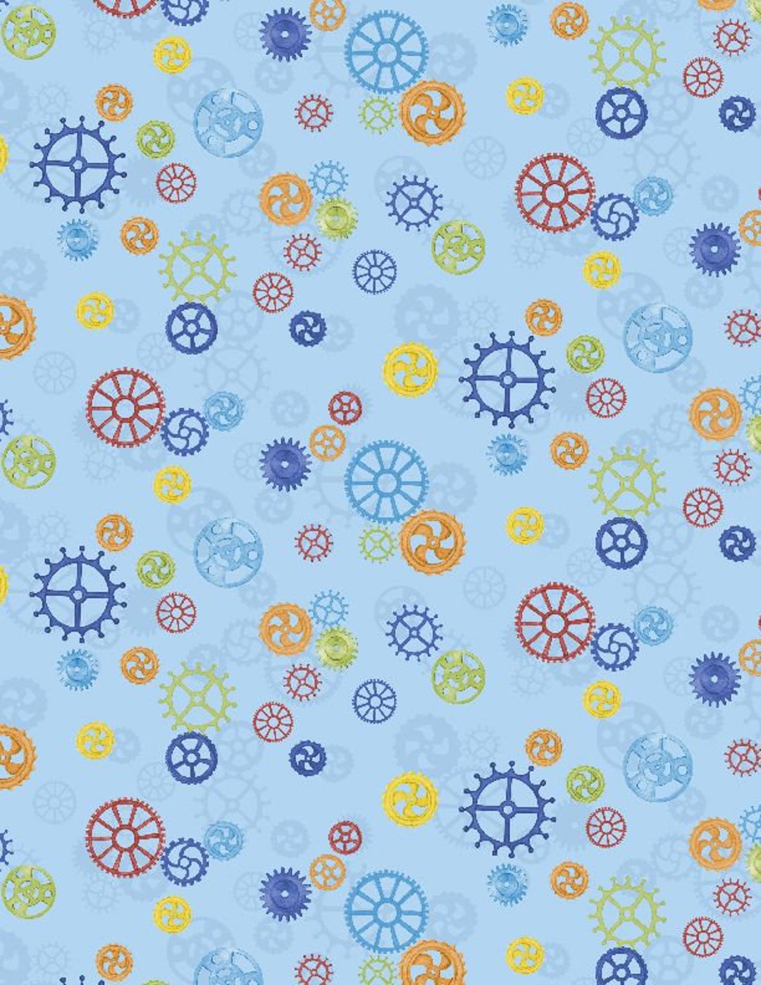 Fabric Wilmington Alpha-bots Collection Kids Robots Alphabet Gears on ...