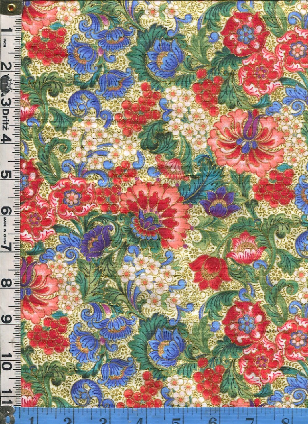 Fabric Kaufman FLORENTINE 4 Rich EURO Floral Design on Cream Jewel ...