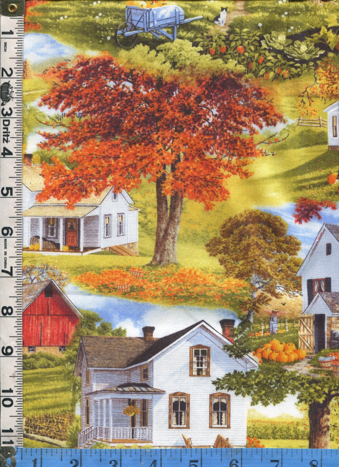 Fabric Wilmington Harvest Collection Autumn Scenic Homes Fall - Etsy