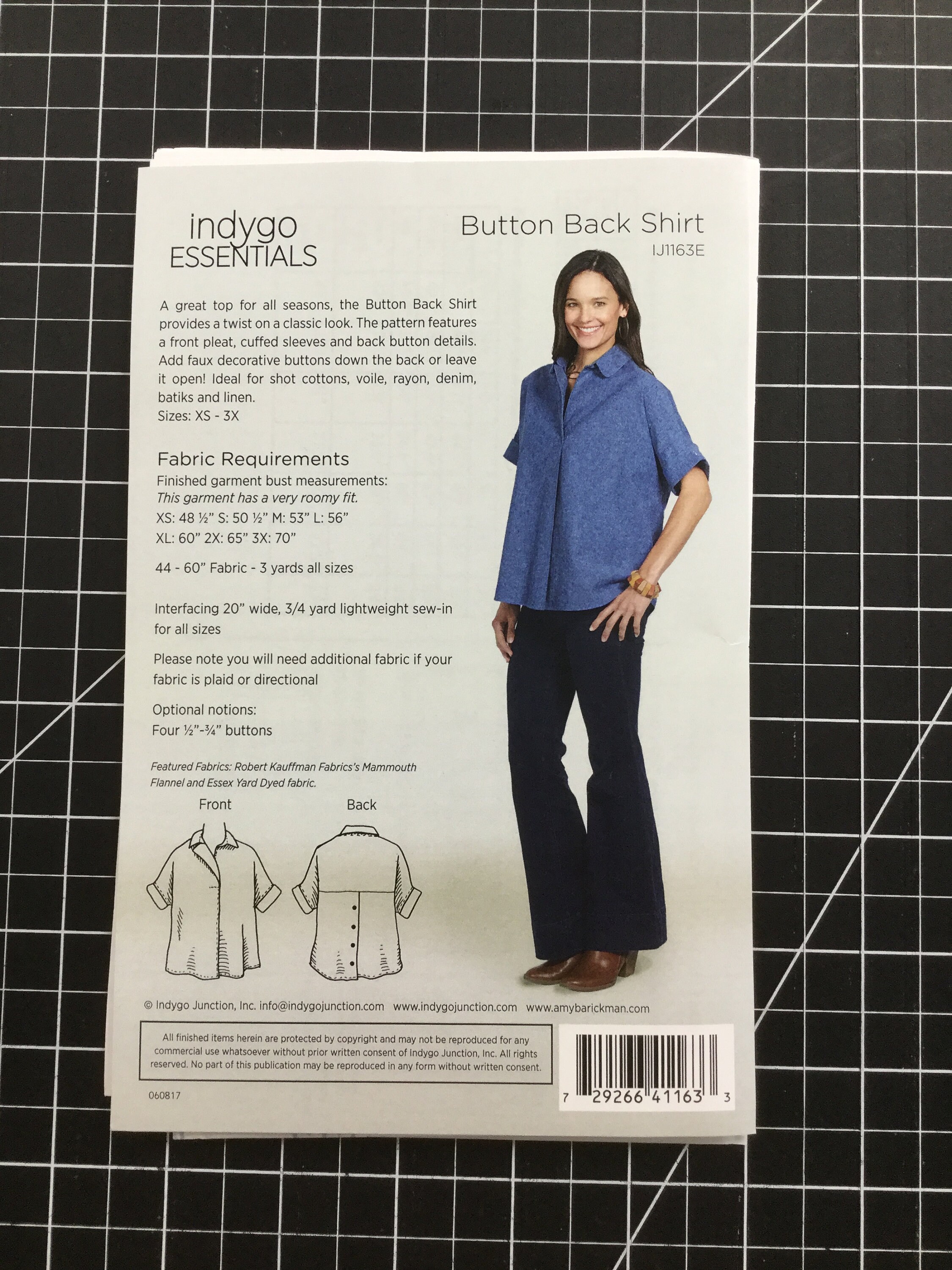 Indygo Essentials by Amy Barickman Button Back Shirt pattern Kits & How ...