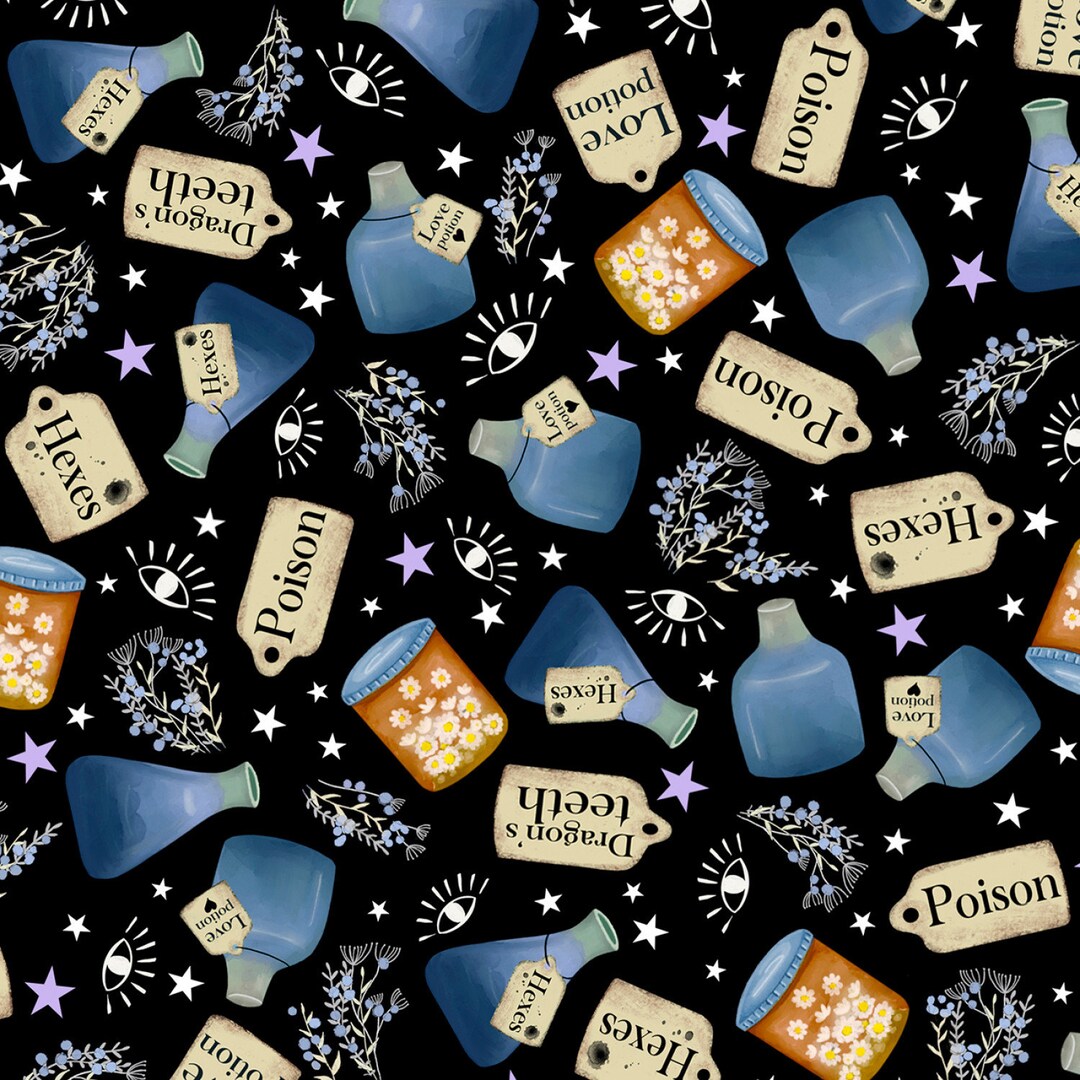 Fabric - P&B Textiles Practical Magic Halloween Potion Toss # PMAG5363 ...