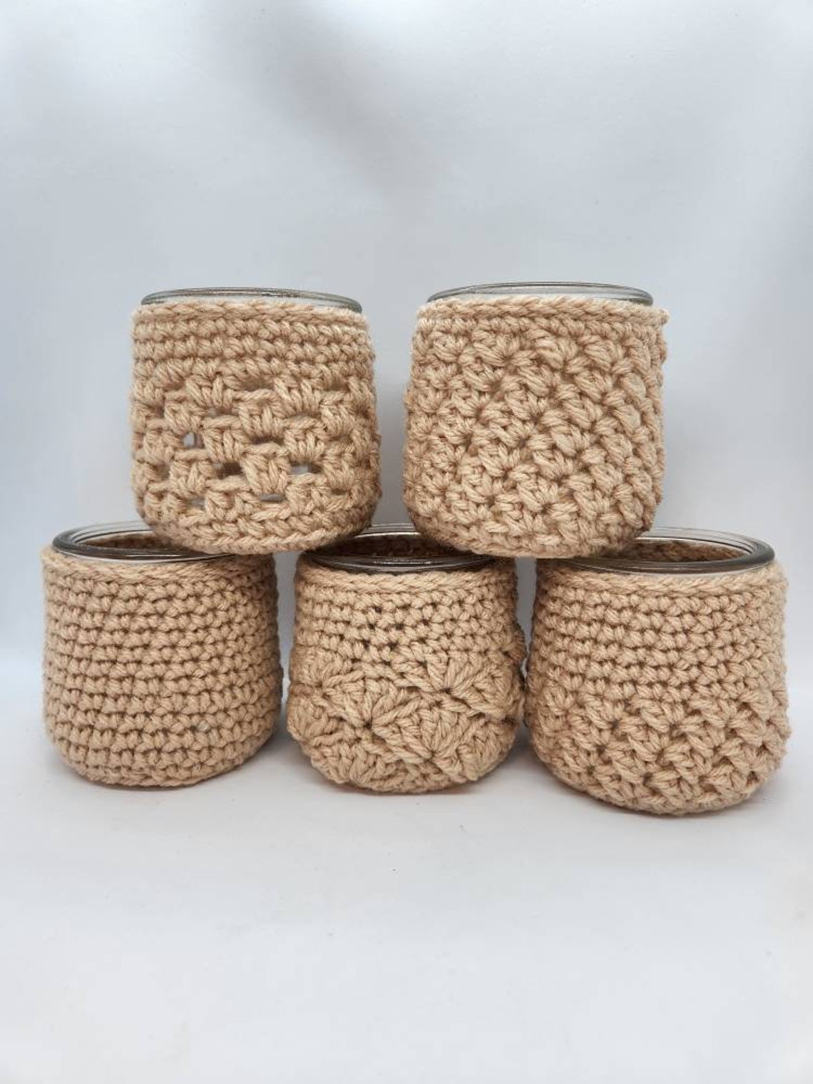 Set of 5 Oui Yogurt Crocheted Jar Covers - Etsy