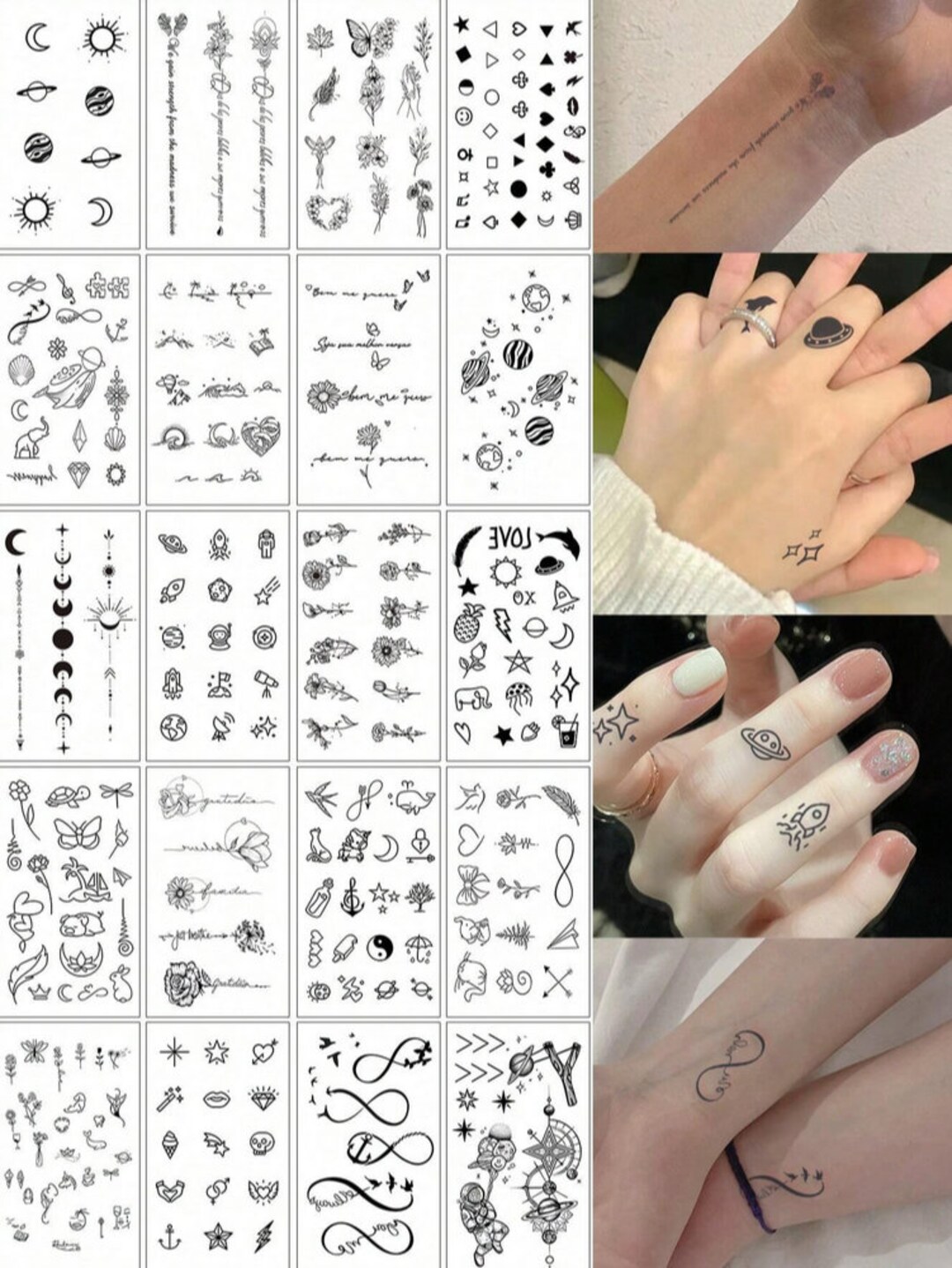 Finger Tattoos, Temporary Tattoos, Fake Tattoo Set, Small Tattoos ...