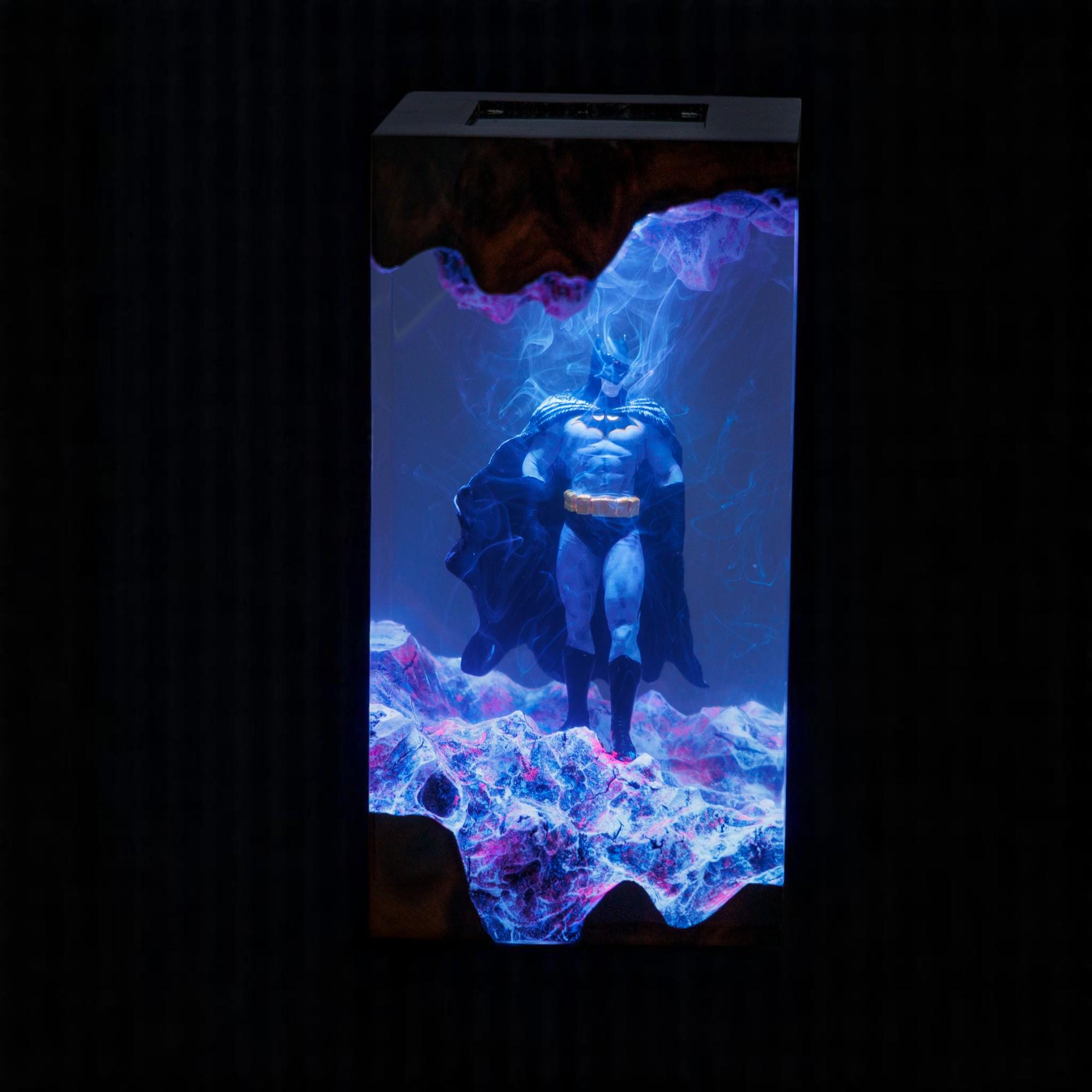 Dark Hero Lamp Resin Epoxy, Custom Resin Lamp Wood, Super Hero Night ...