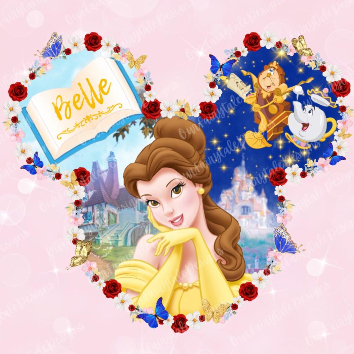 Belle Mickey Head Digital Download - Etsy