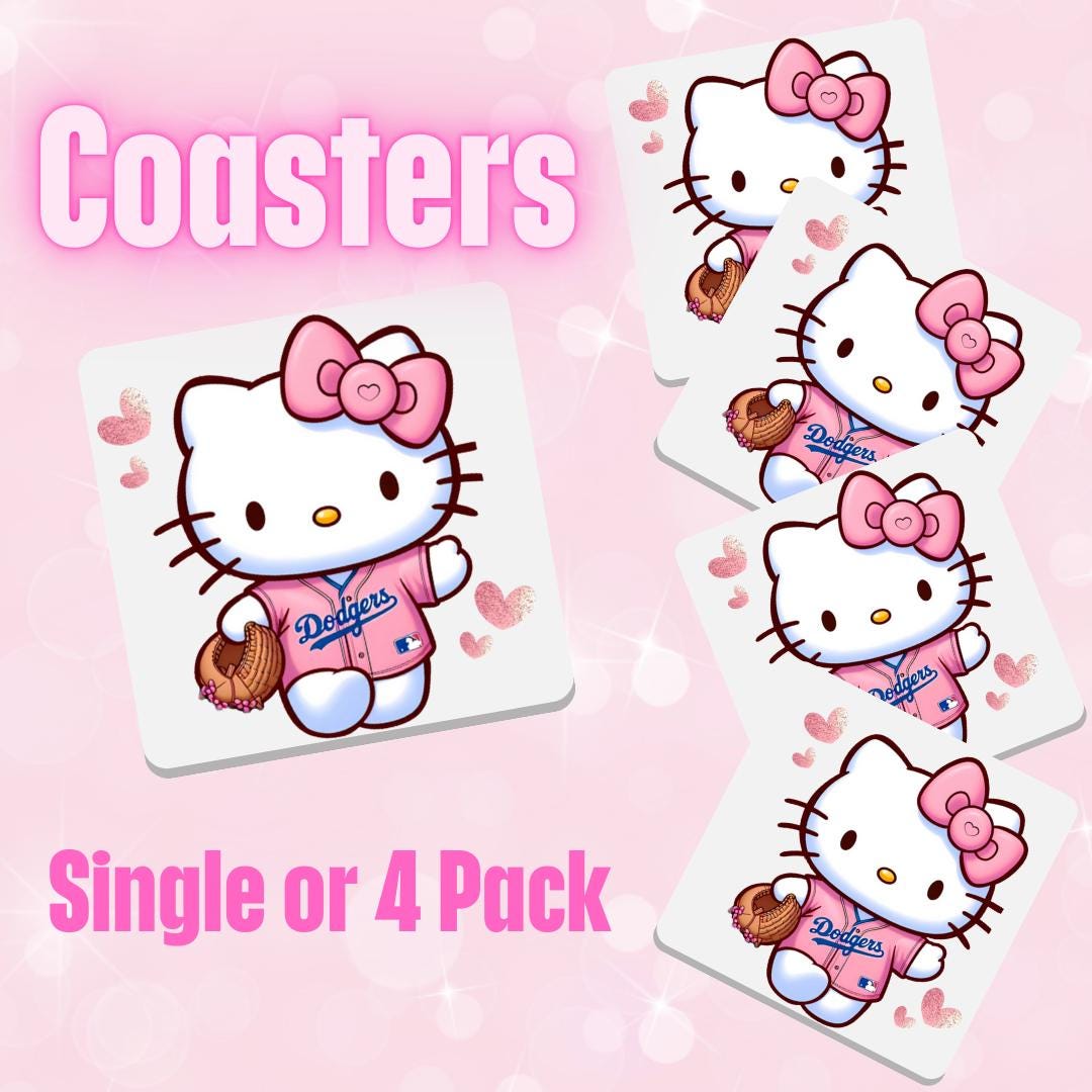 Hello Pink Kitty Coaster - Etsy