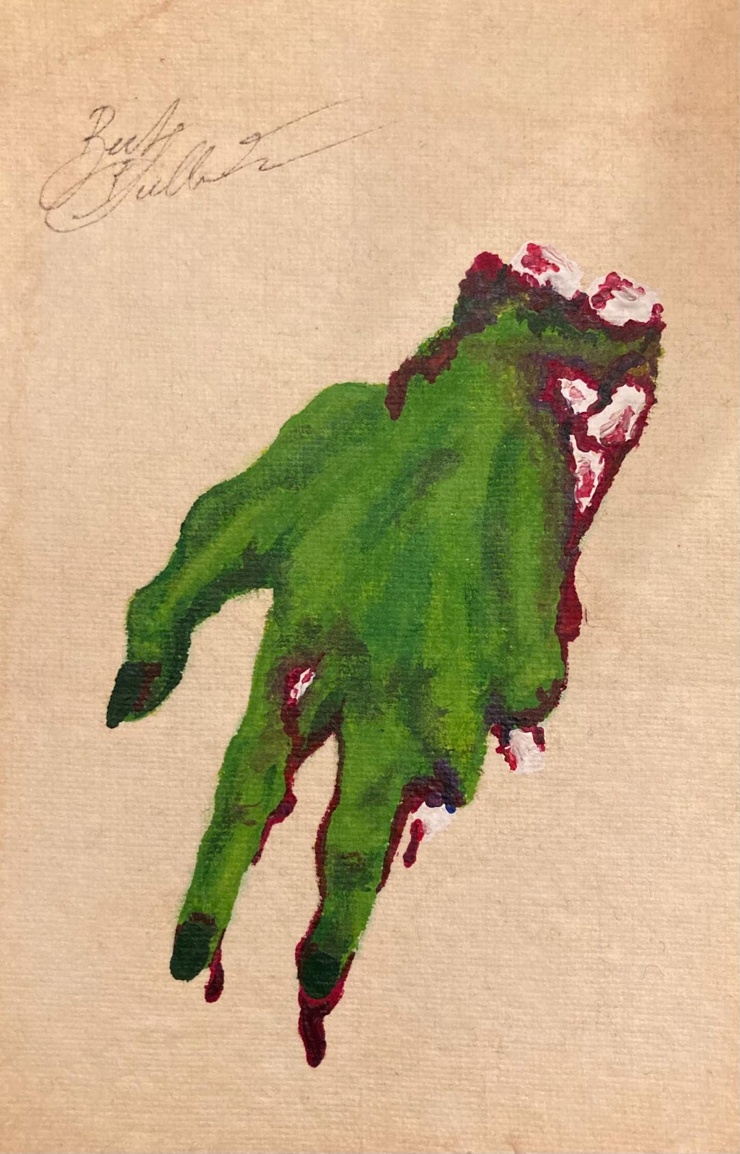 Zombie Hand Art Print: Spooky Halloween Gore Decor (4x6in) - Etsy