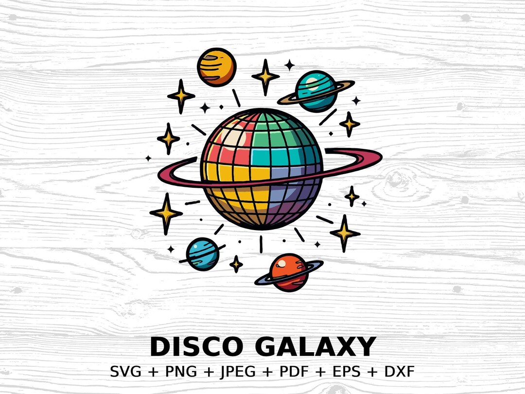 Space Disco Digital Art SVG PNG JPEG Pdf Eps Dxf, Retro Space Theme ...
