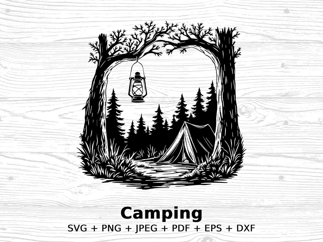 Camping Woods SVG Digital Download, Tent Forest Wilderness Art, Diy ...