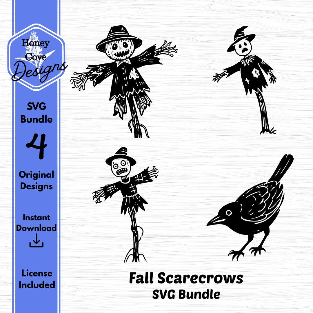 Fall Scarecrow SVG Bundle, Digital Download, Halloween Crow Clipart ...