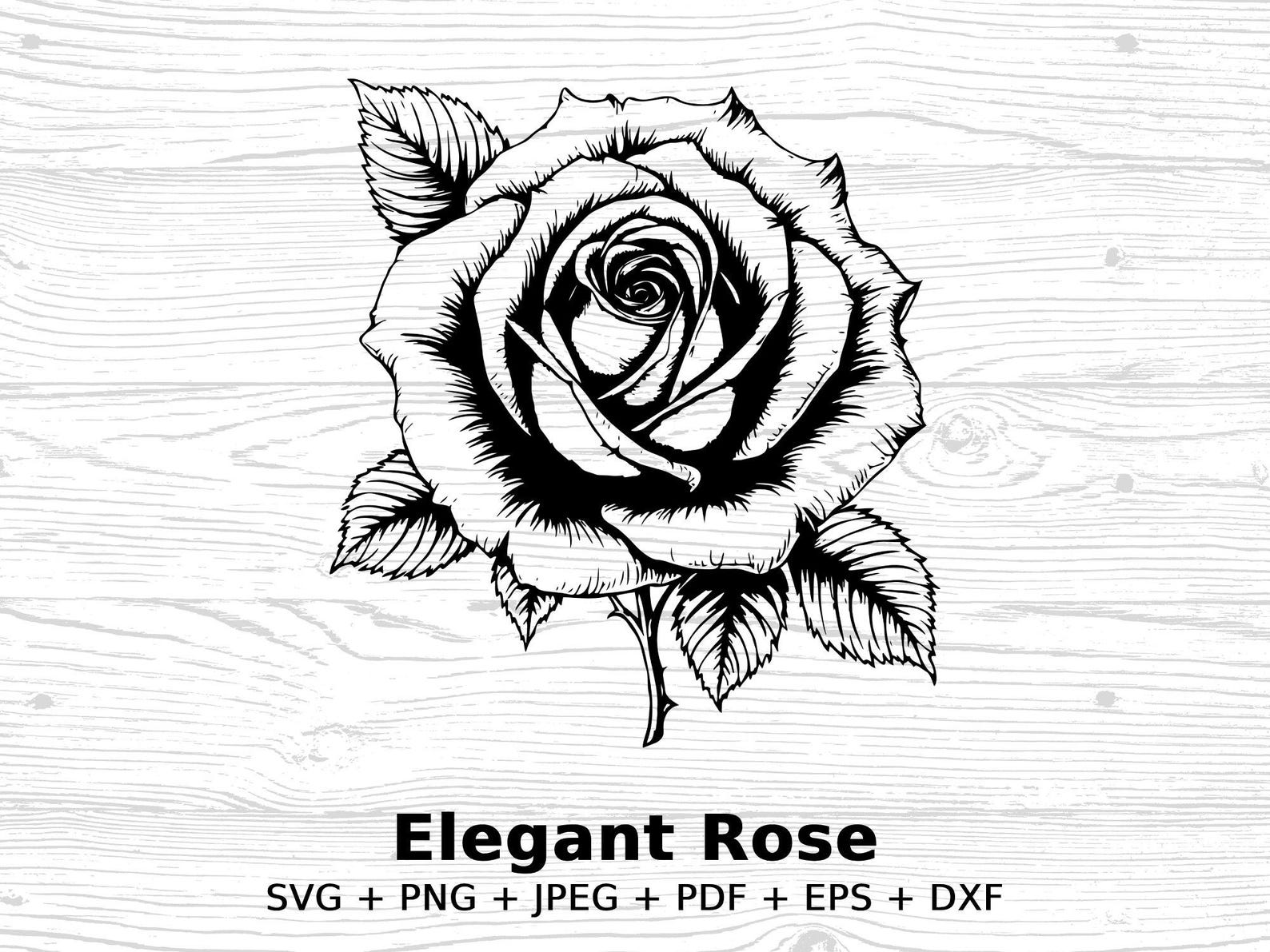 Rose Flower Vector Clipart Digital Download, Botanical Floral Gift for ...