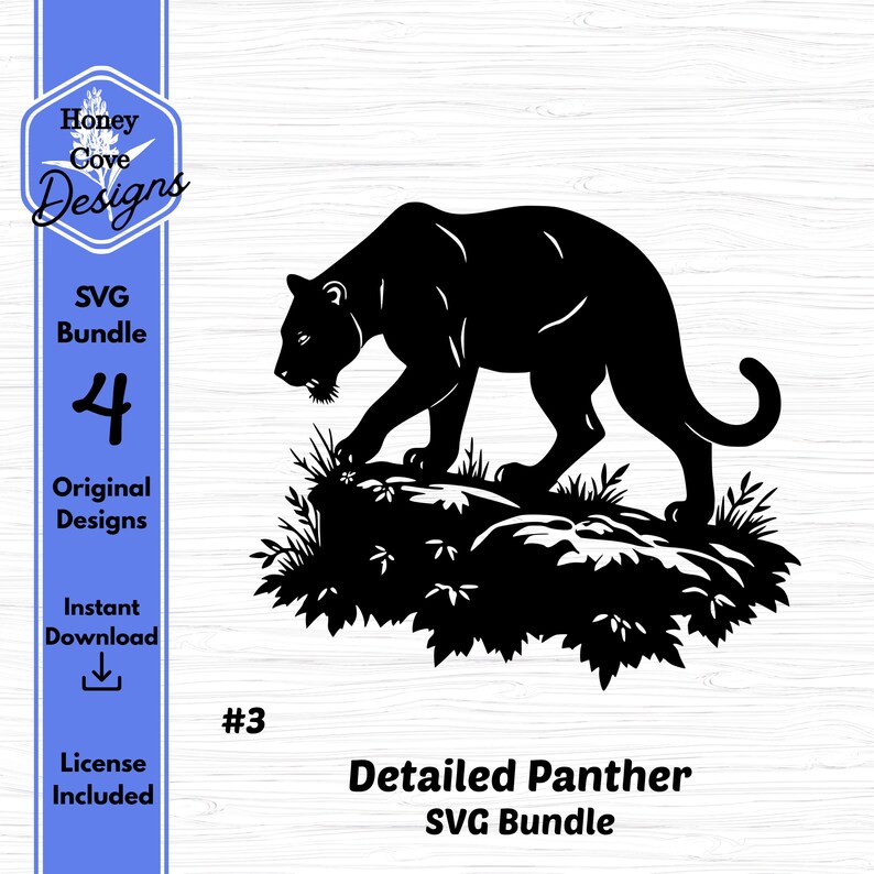 Panther SVG Bundle, Digital Jaguar Leopard Clipart, Big Cat Vector ...