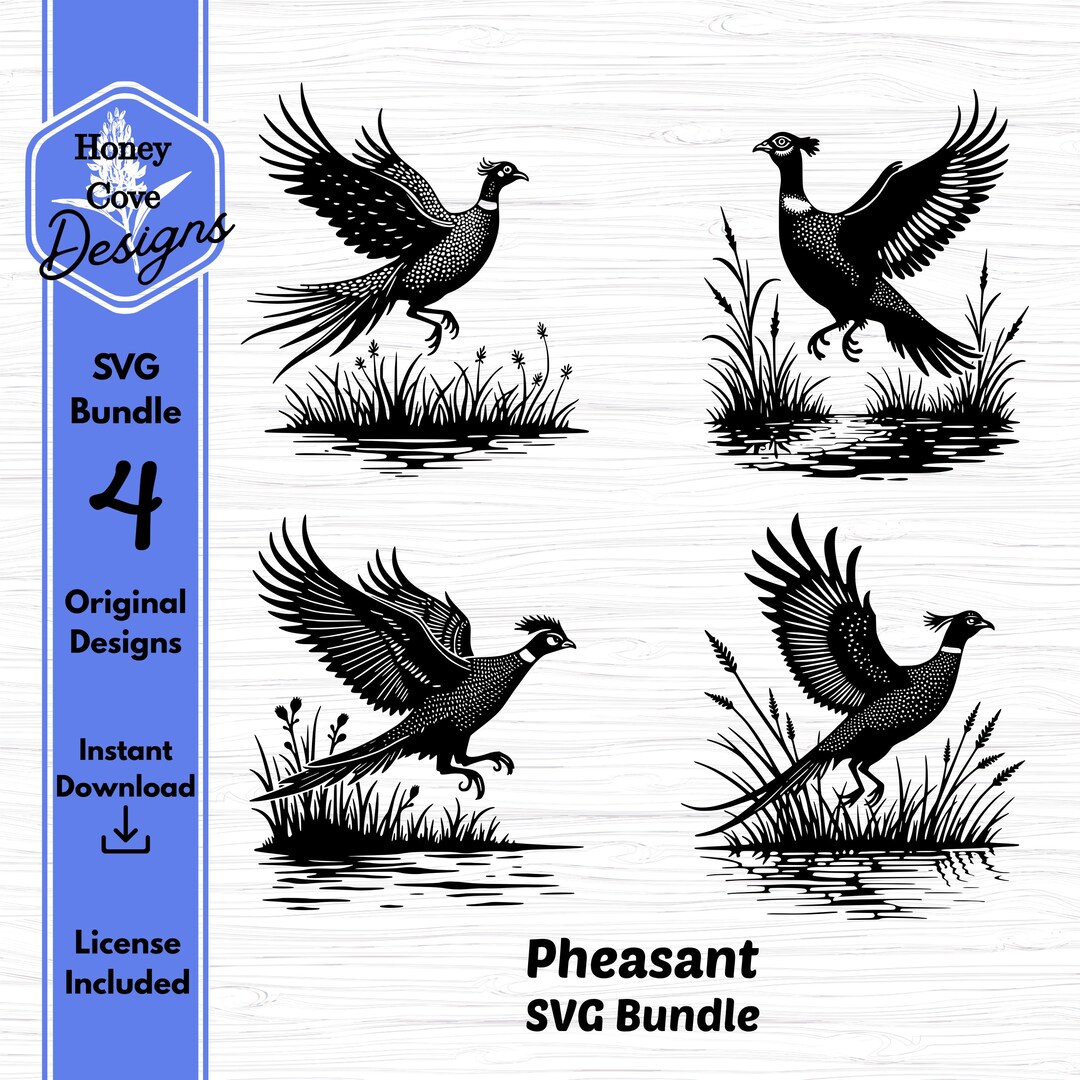 Pheasant SVG, Digital Designs, Birds SVG Bundle, Wildlife Vector Art ...
