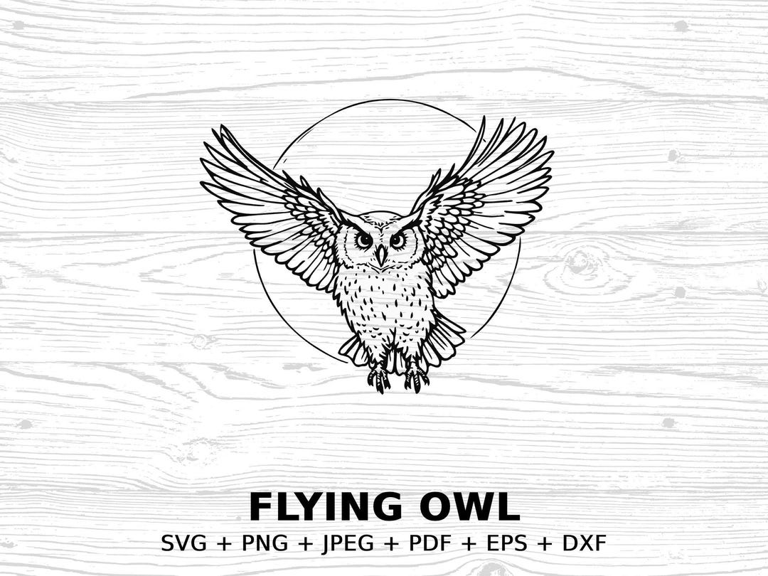 Owl Flying SVG PNG DXF Jpeg Eps Dxf Digital Clipart, Vector Owl Design ...