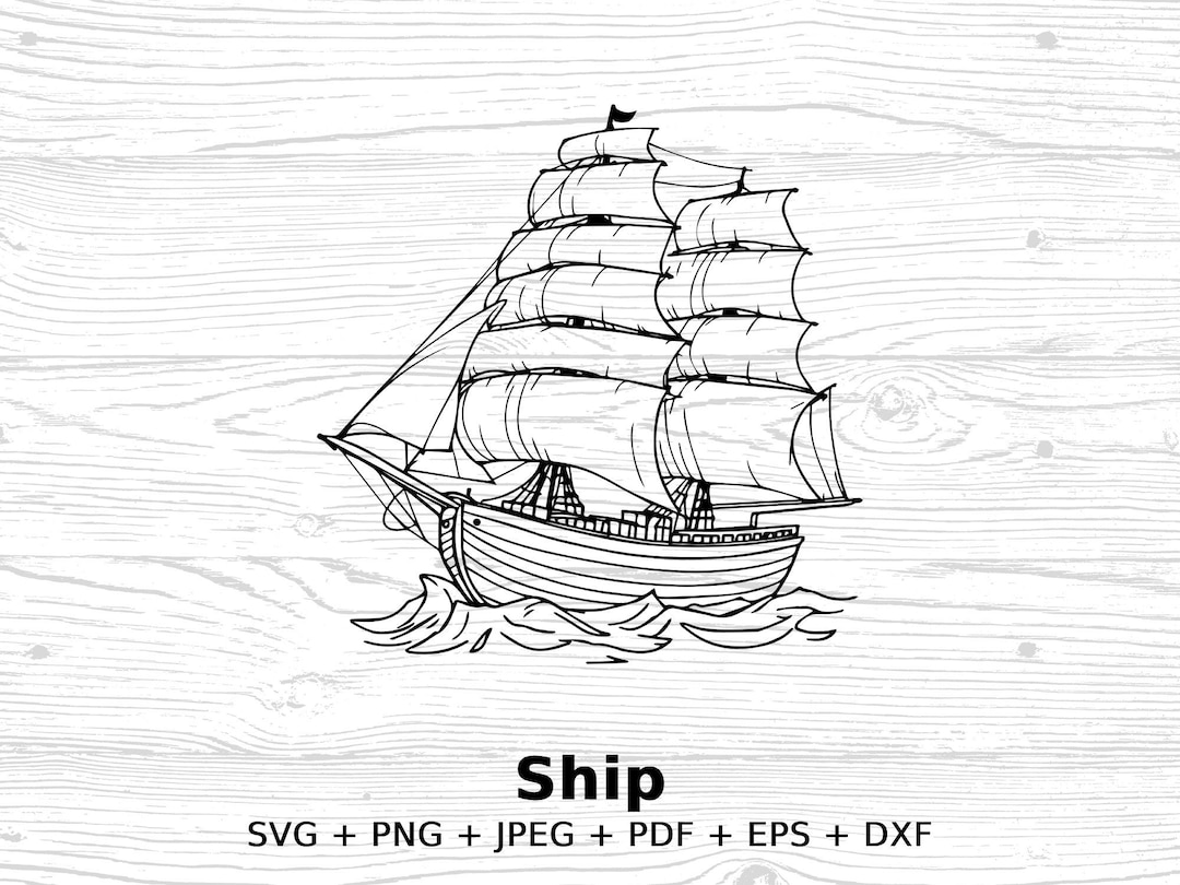 Vintage Sailing Ship SVG Download, Nautical Ship Digital Art, Ship ...