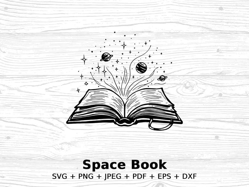 Space Book Svg Png Jpeg Pdf Eps Dxf Download, Hand Drawn Book With ...
