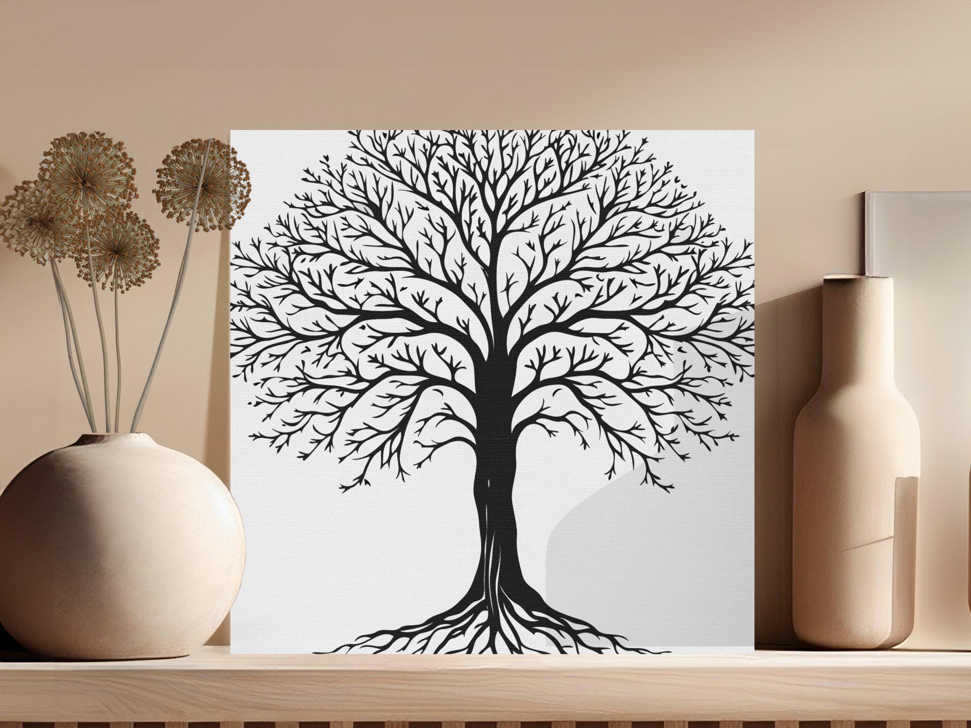 Tree Clip Art, Intricate Tree Silhouette for Nursery Diy Crafts ...