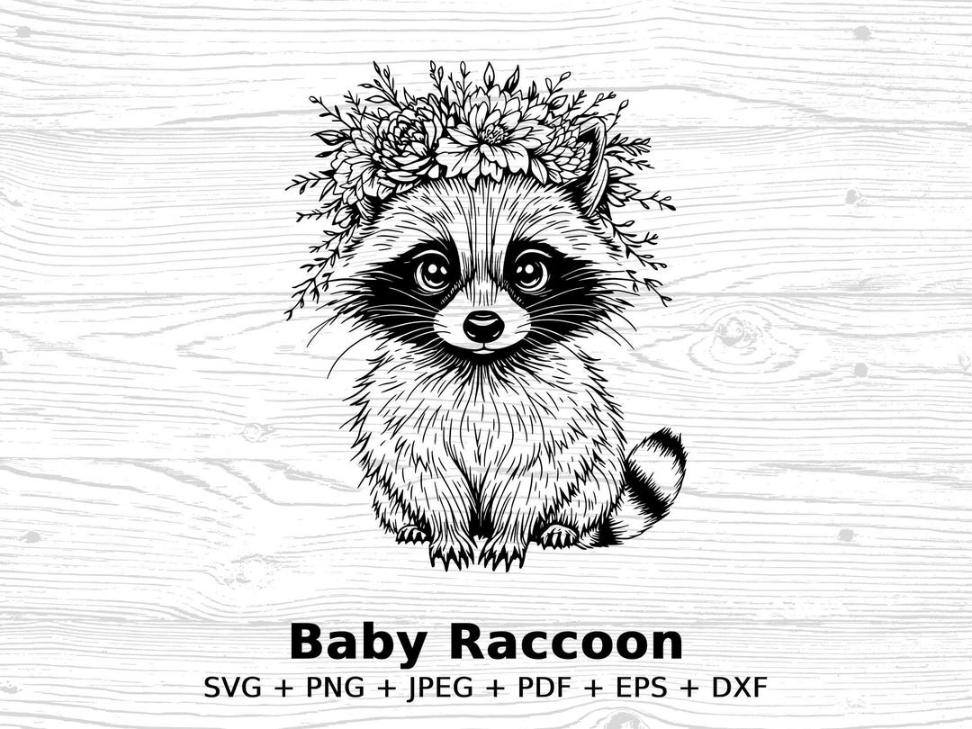 Cute Baby Raccoon Vector Clipart, Digital Download, Woodland Animal ...