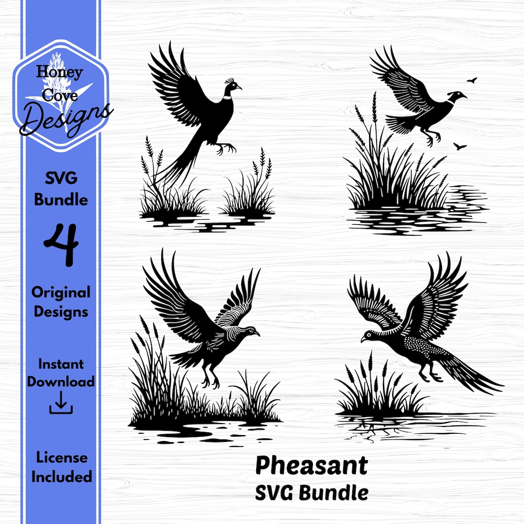 Pheasant SVG Bundle, Digital Bird Clipart, Wildlife Vector Download ...