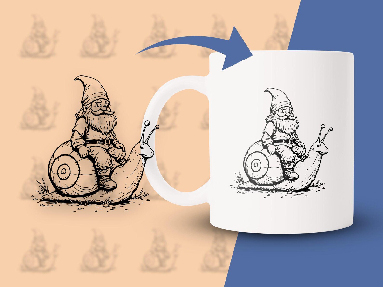 Gnome Riding Snail Digital Art Download, Svg Png Jpeg Pdf Eps Dxf Files ...