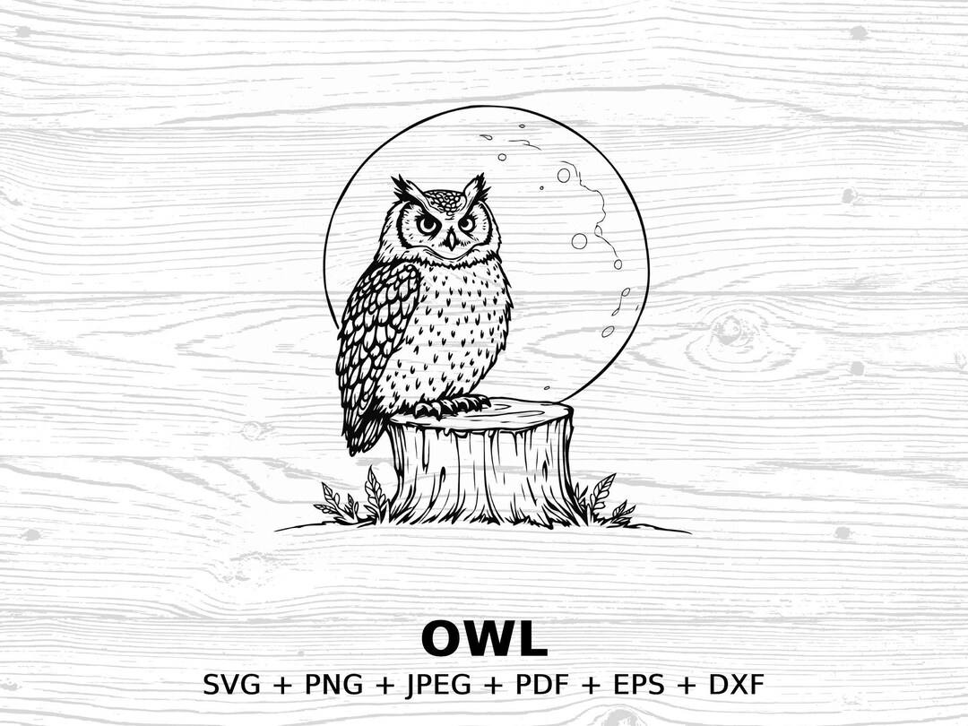 Owl Moon Clipart Digital Download, SVG PNG JPEG Pdf Eps Dxf Files, Owl ...