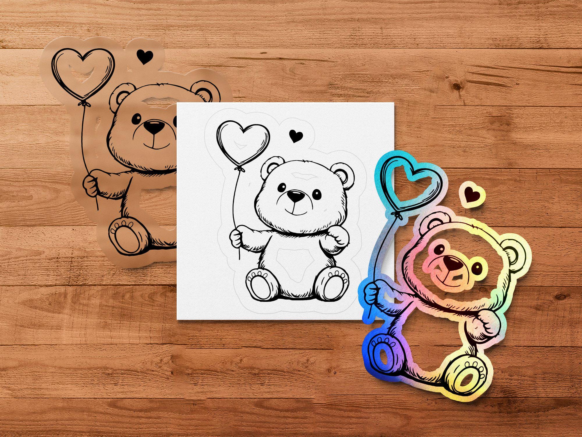 Valentines Teddy Bear Vector Clipart, Cute Bear With Heart Balloon ...