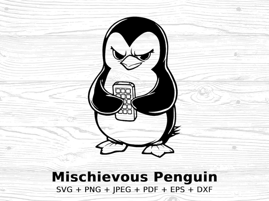 Angry Penguin Vector Clipart Digital Download, Cute Mischievous Penguin ...