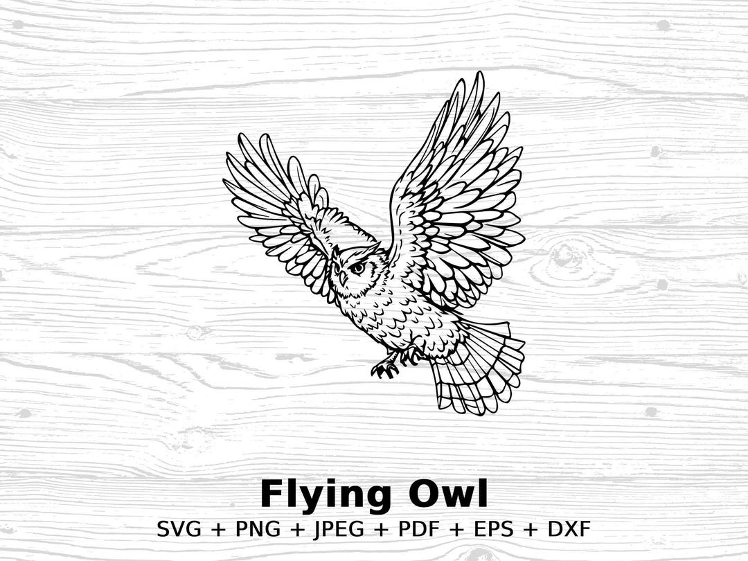 Flying Owl Digital Download Svg Png Pdf Eps Dxf File, Owl Wall Art ...