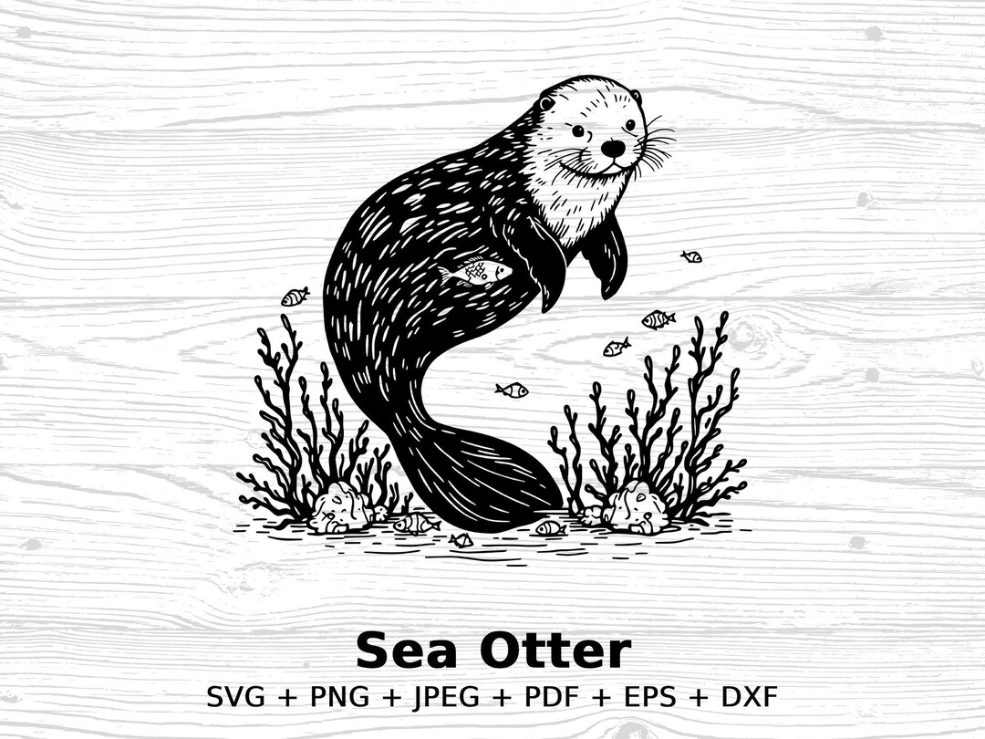 Cute Sea Otter Vector Clipart Digital Download, Printable Wall Art ...