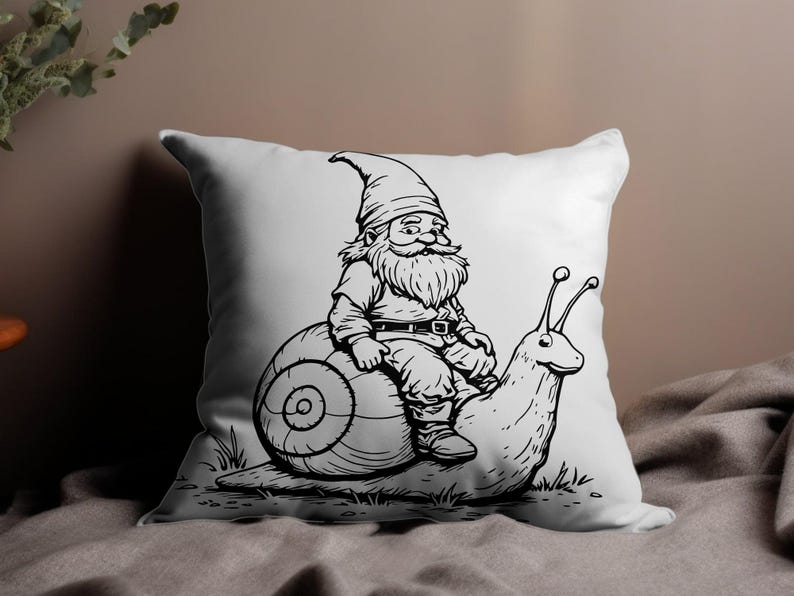Gnome Riding Snail Digital Art Download, Svg Png Jpeg Pdf Eps Dxf Files ...