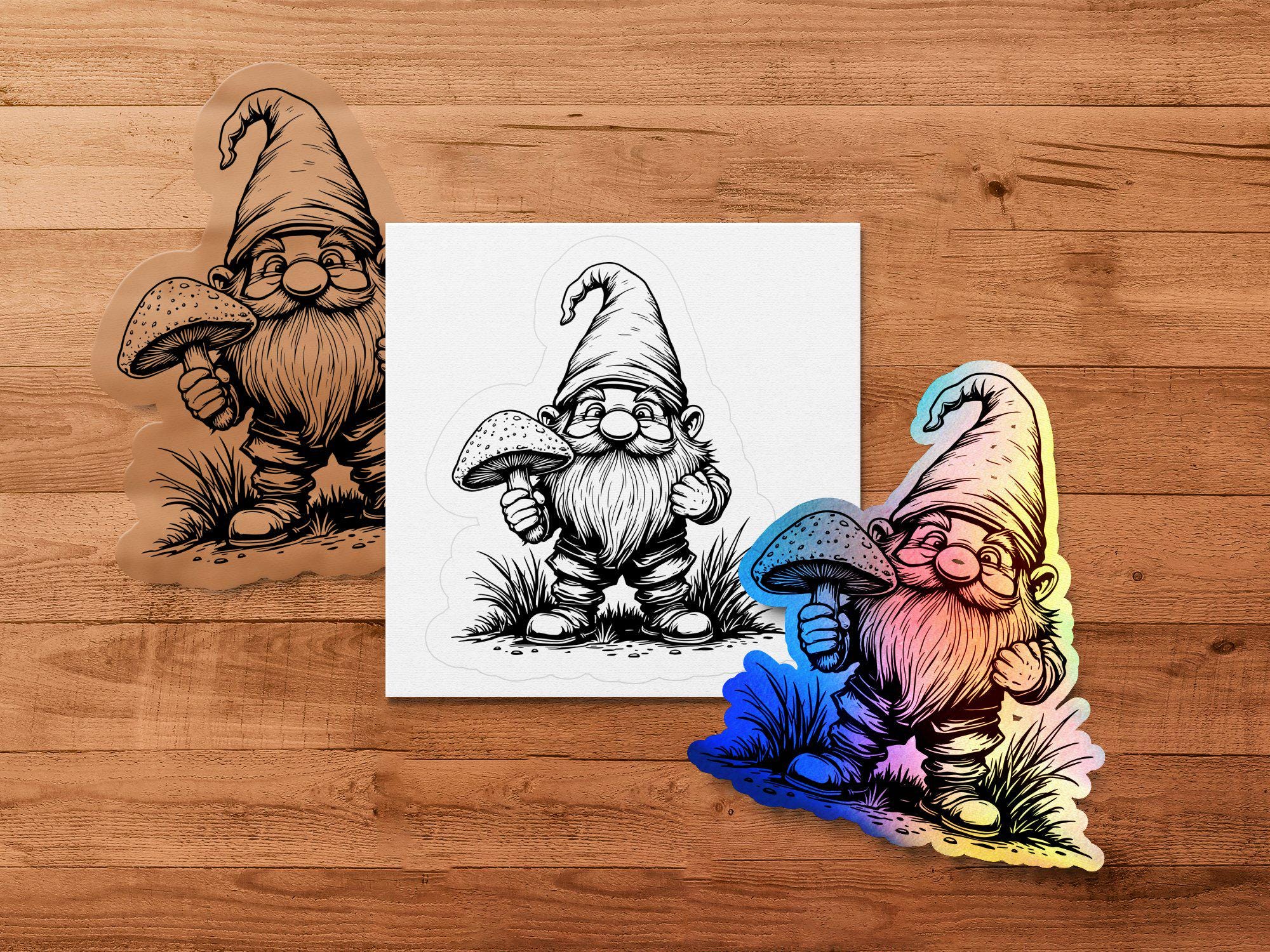 Whimsical Garden Gnome Vector Clipart, Digital Download, Fantasy ...