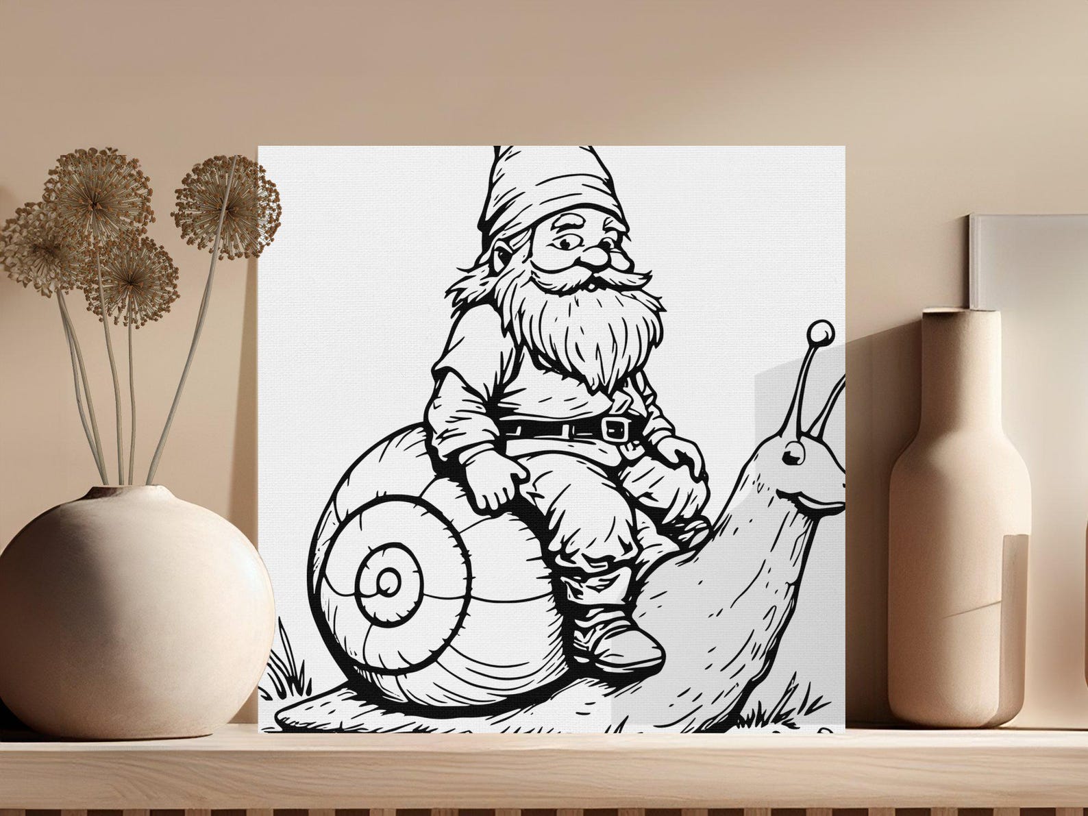 Gnome Riding Snail Digital Art Download, Svg Png Jpeg Pdf Eps Dxf Files ...