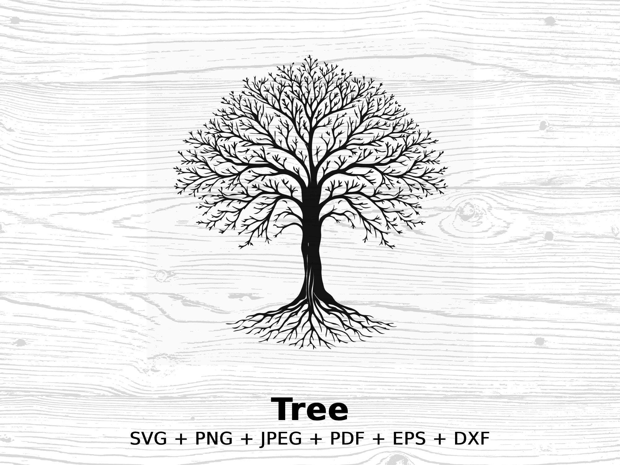 Tree Clip Art, Intricate Tree Silhouette for Nursery Diy Crafts ...