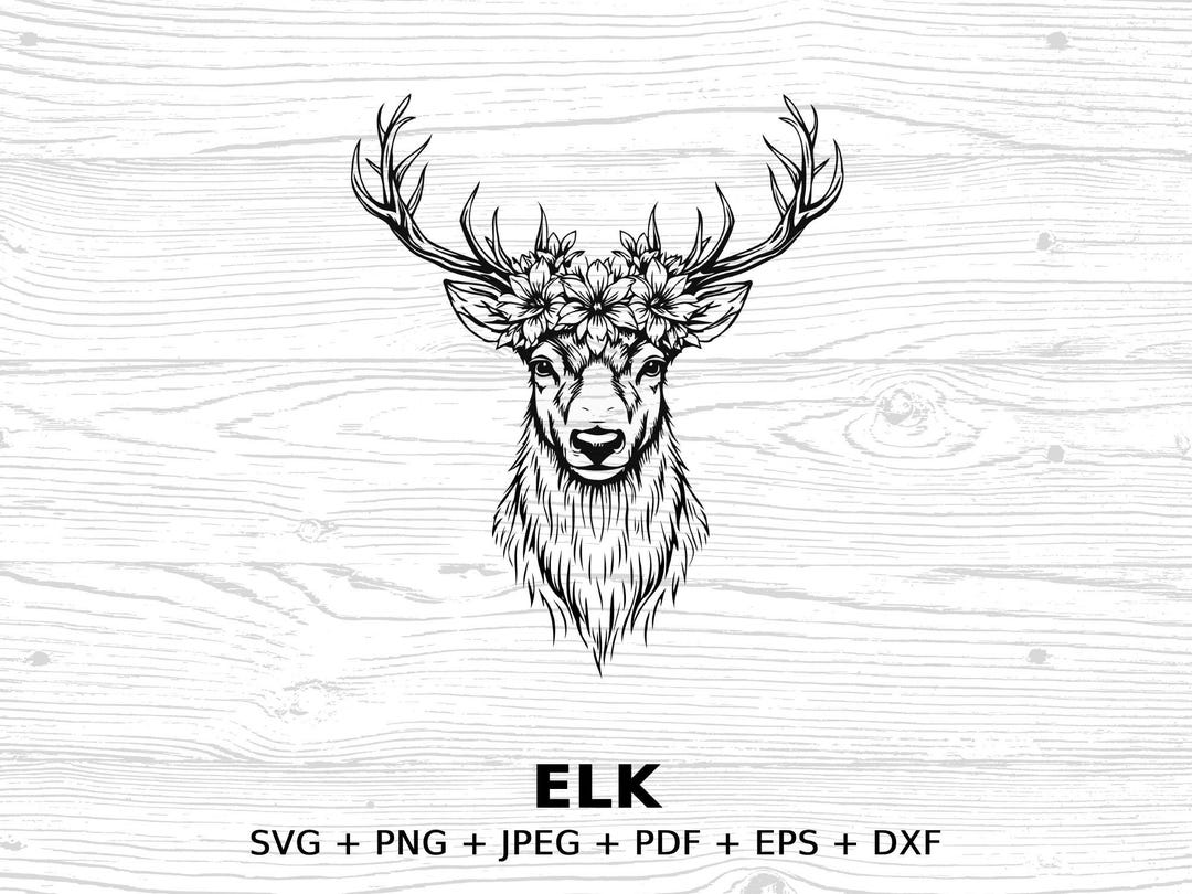 Elk Digital Wall Art, SVG PNG JPEG Pdf Eps Dxf, Wild Elk Graphic, Deer ...