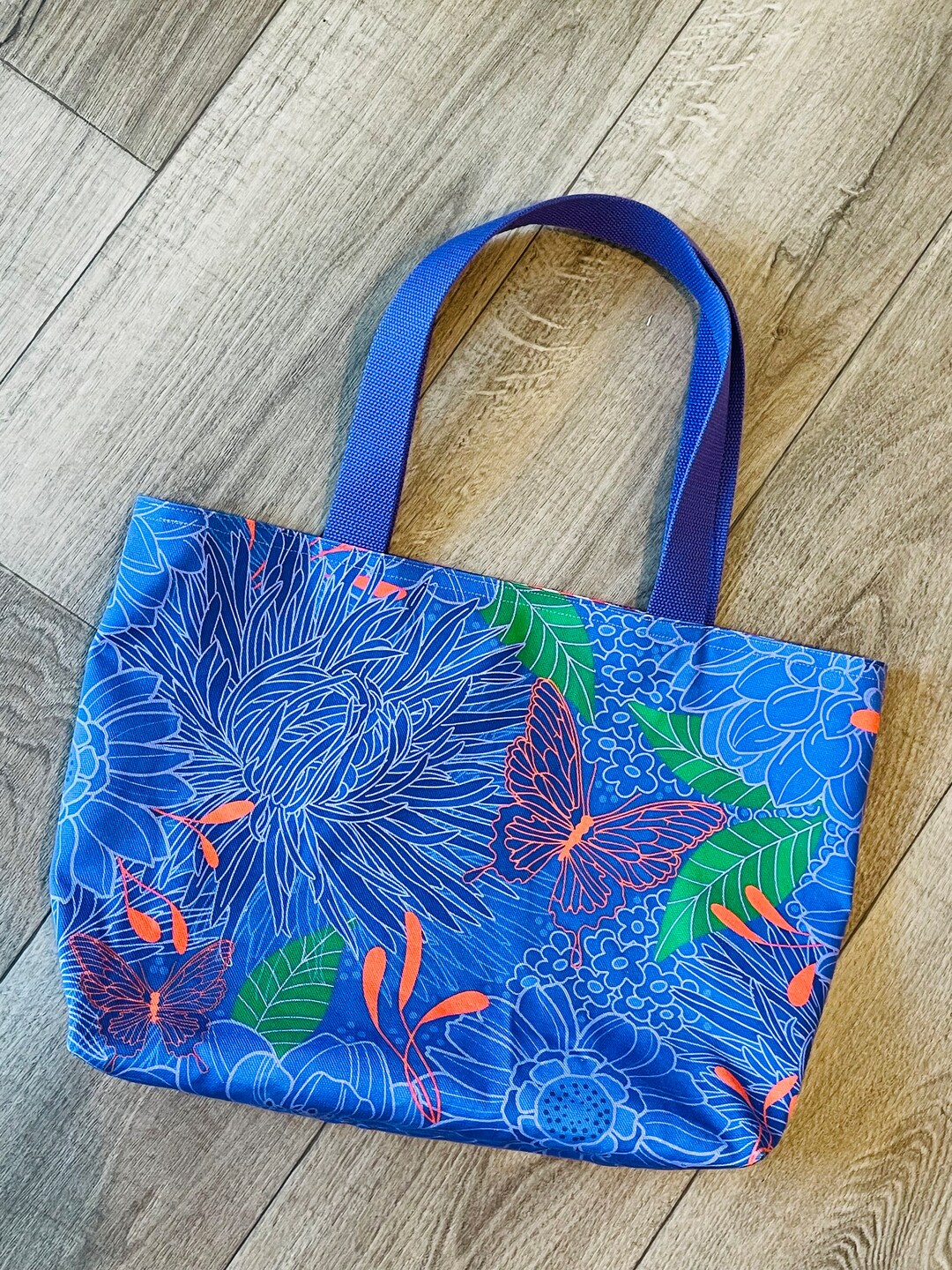 Hawaiian Denim Tote / Butterfly / Beach Bag / Market Bag - Etsy