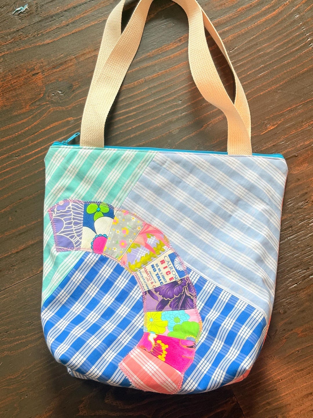 Blue Ocean Ombré Palaka Quilted Bag: Hawaiian Appliqué Purse - Etsy