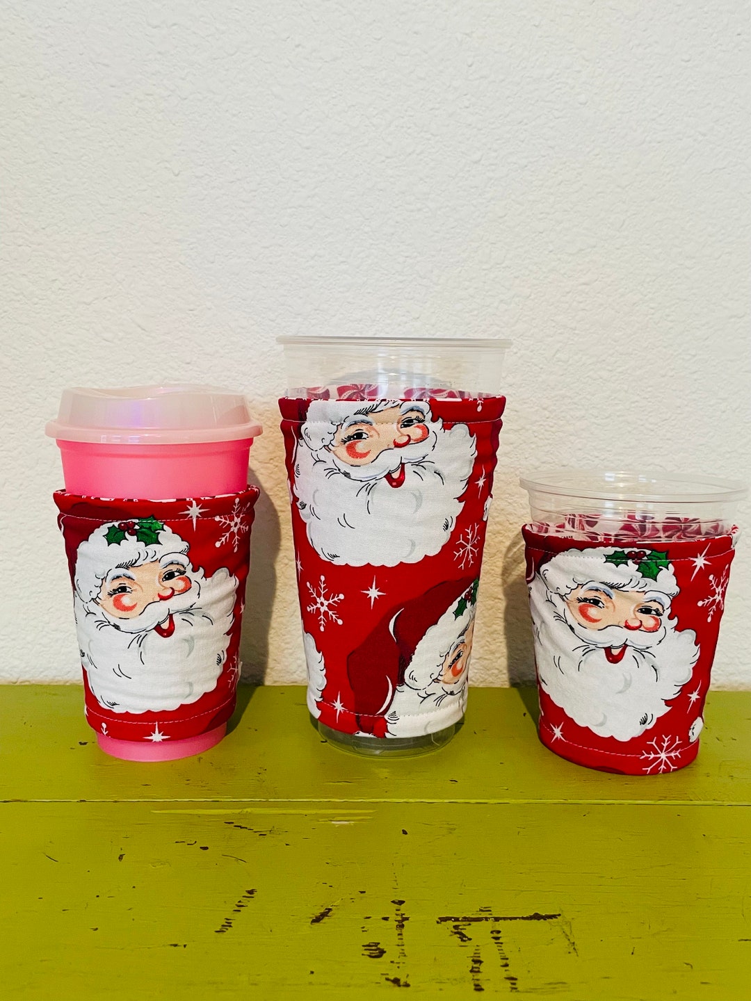 Santa Coffee Cozy / Starbucks Reusable Hot Cup Cozy / Iced Coffee ...