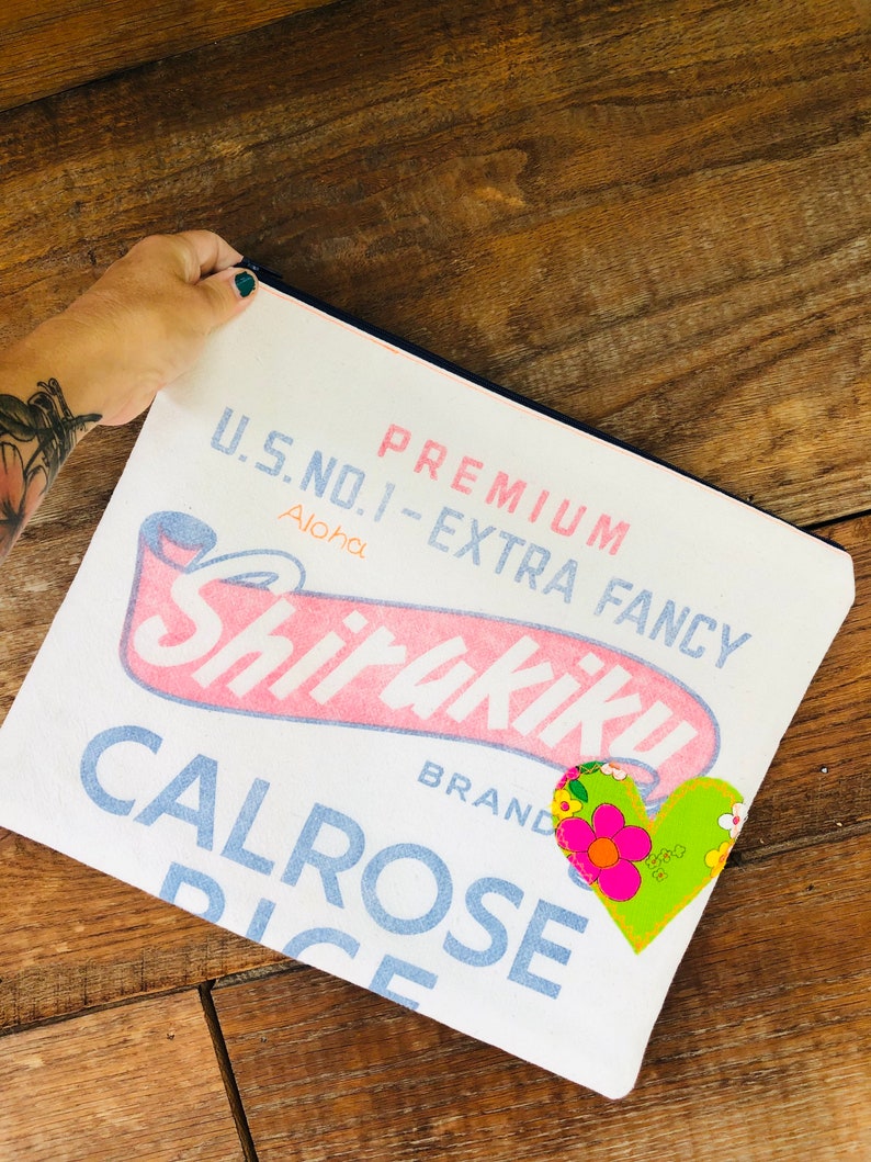 Vintage Shirakiku Calrose Rice Sack / Zipper Pouch / Vintage - Etsy