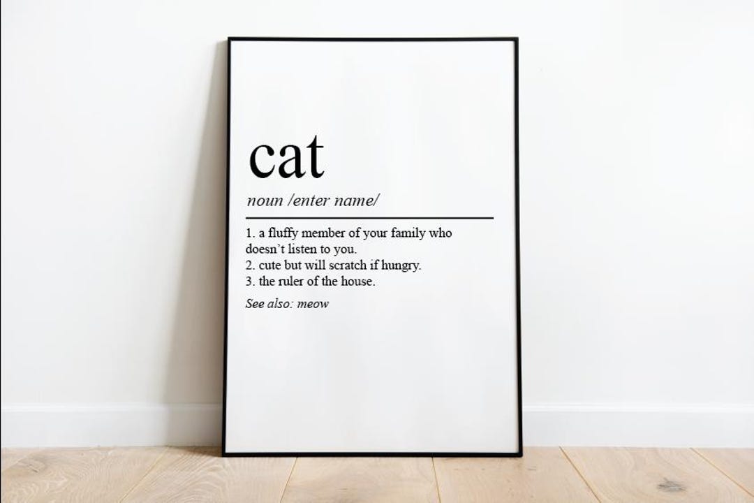 Cat Dictionary Definition Style A4 Print Minimalist Wall Art - Etsy