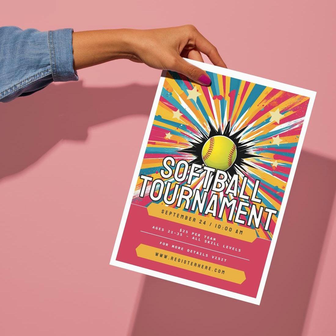 Editable Softball Tournament Flyer Template | Customizable Meetup Flyer ...