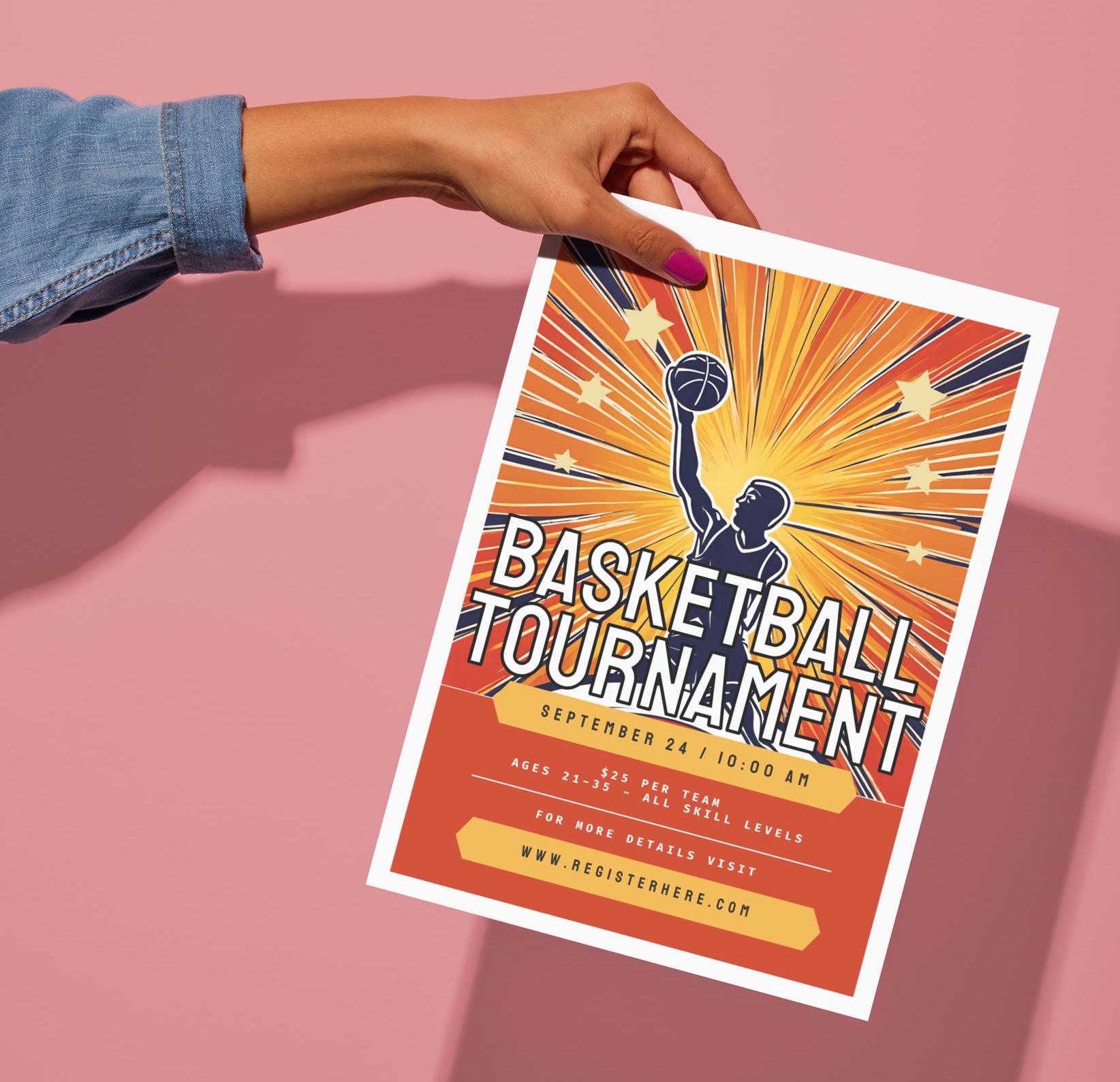 Editable Basketball Tournament Flyer Template | Customizable Meetup ...