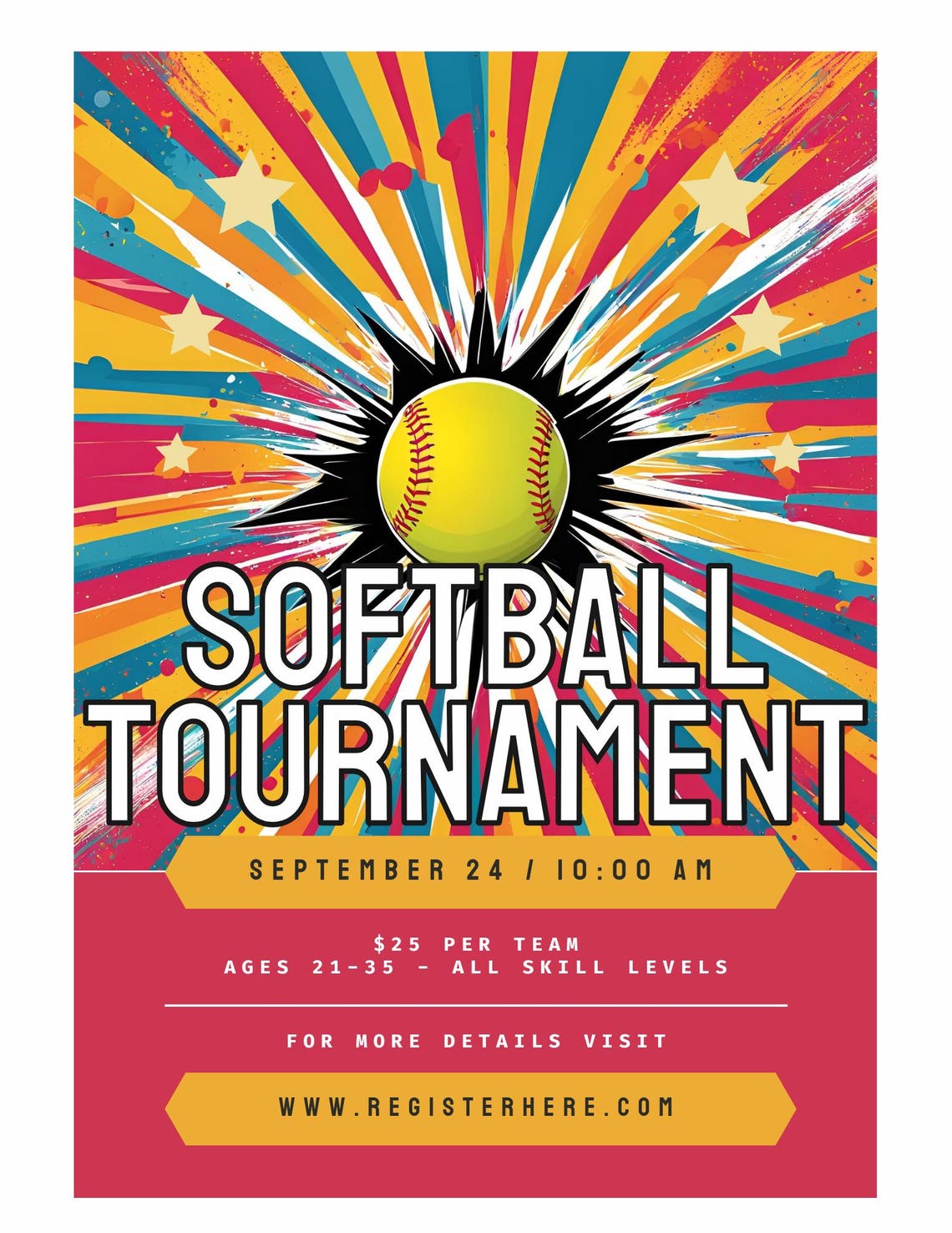 Editable Softball Tournament Flyer Template | Customizable Meetup Flyer ...