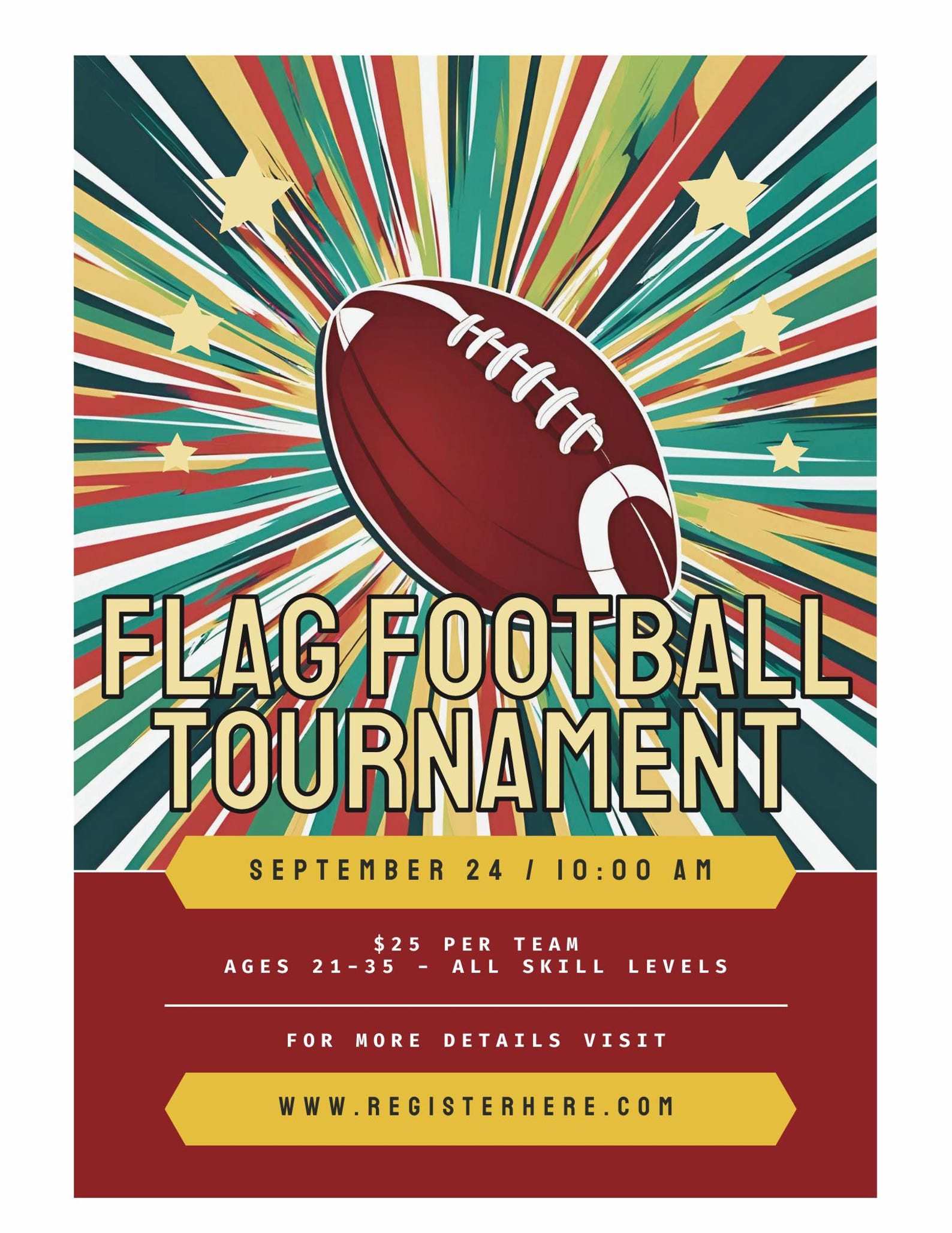 Editable Flag Football Tournament Flyer Template | Customizable Meetup ...