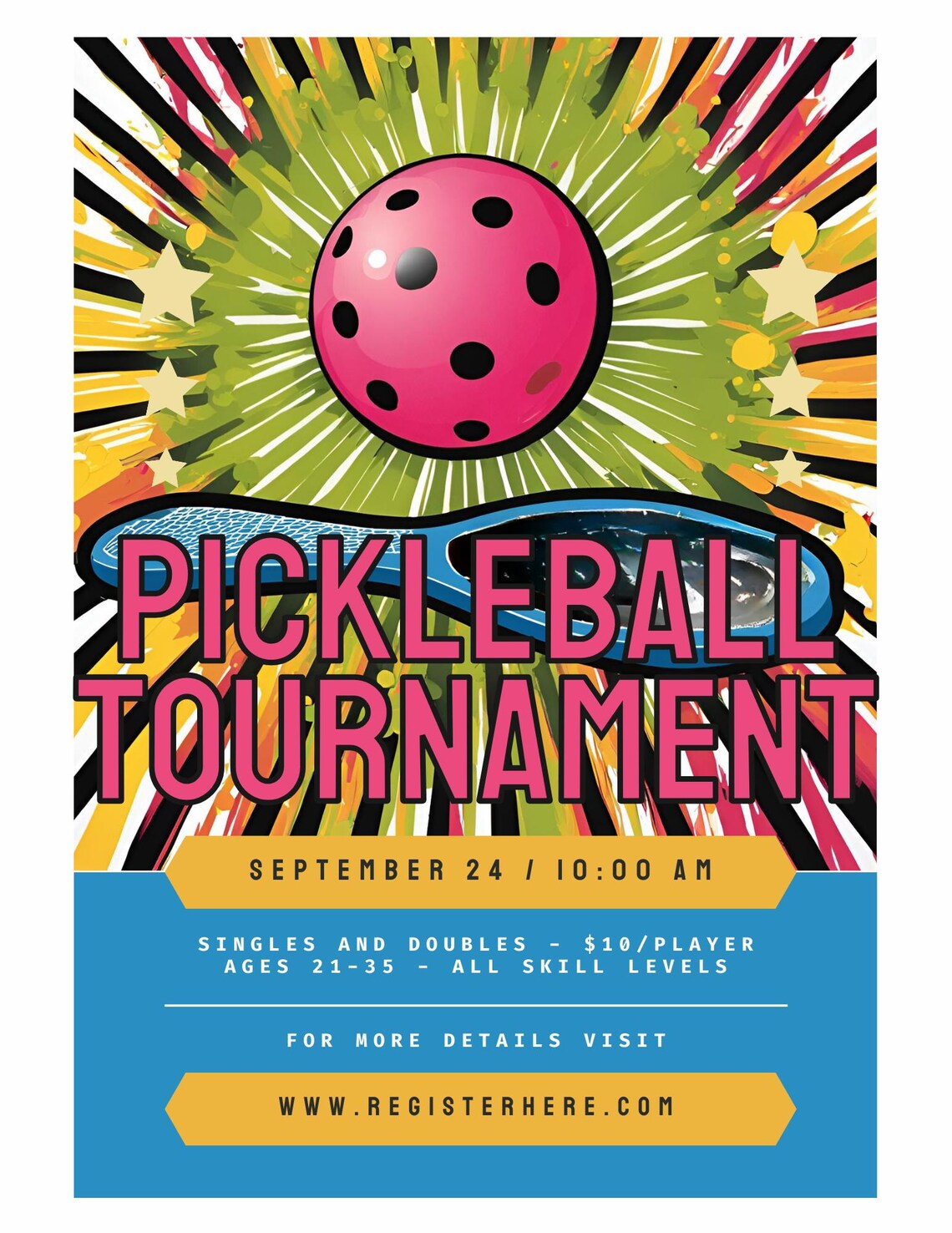 Editable Pickleball Tournament Flyer Template | Customizable Meetup ...