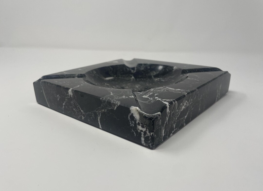 Lux Square Black Marble Ashtray With Four Notches for Cigars - Etsy