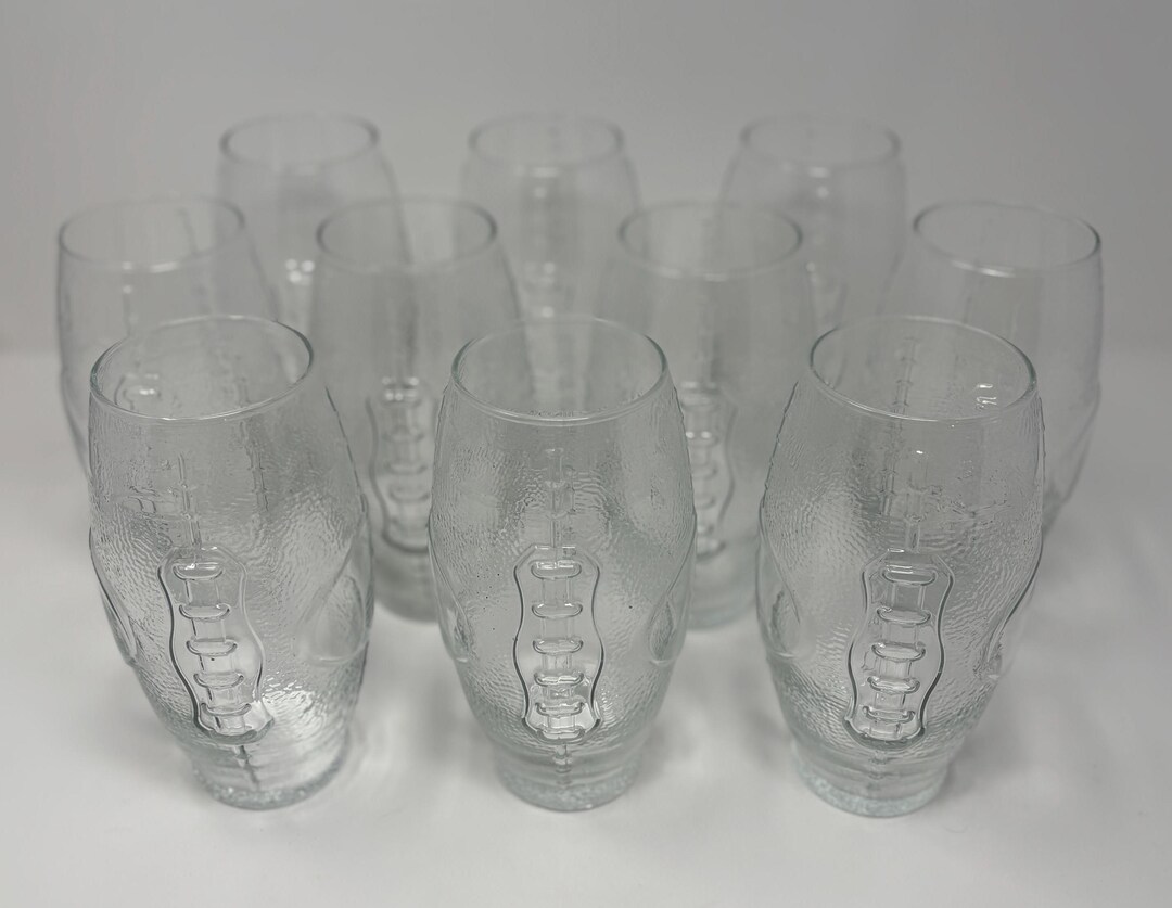 Vintage Clear Glass American Football Shaped Pint, Beer Glasses, Set of ...
