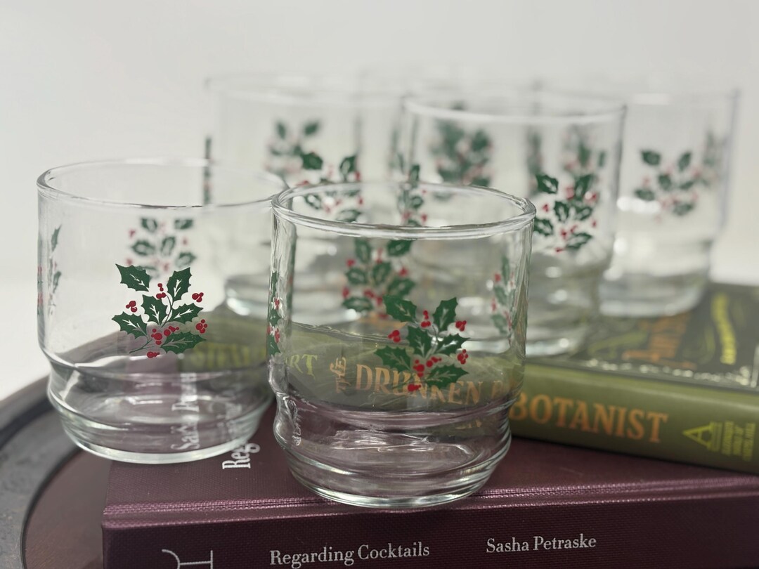 Vintage Indiana Glass Holly on the Rocks Glasses, Set of Six - Etsy