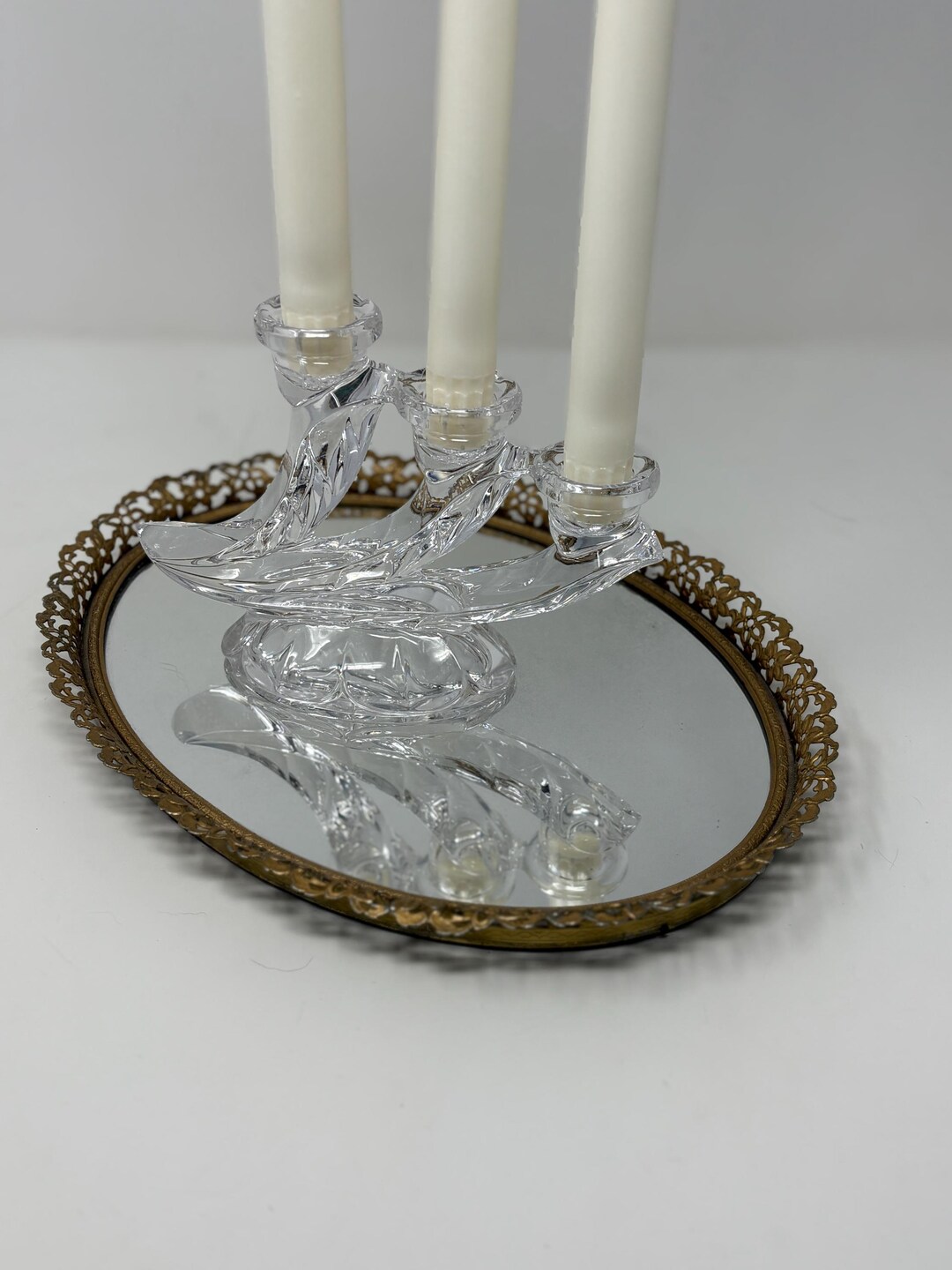 Vintage Fostoria Lead Crystal Three Arm Table Candleabra, Candle Holder ...