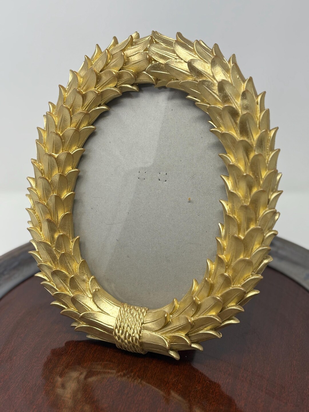Gold Oval Wreath Tabletop Frame: Textured Metal Decor - Etsy