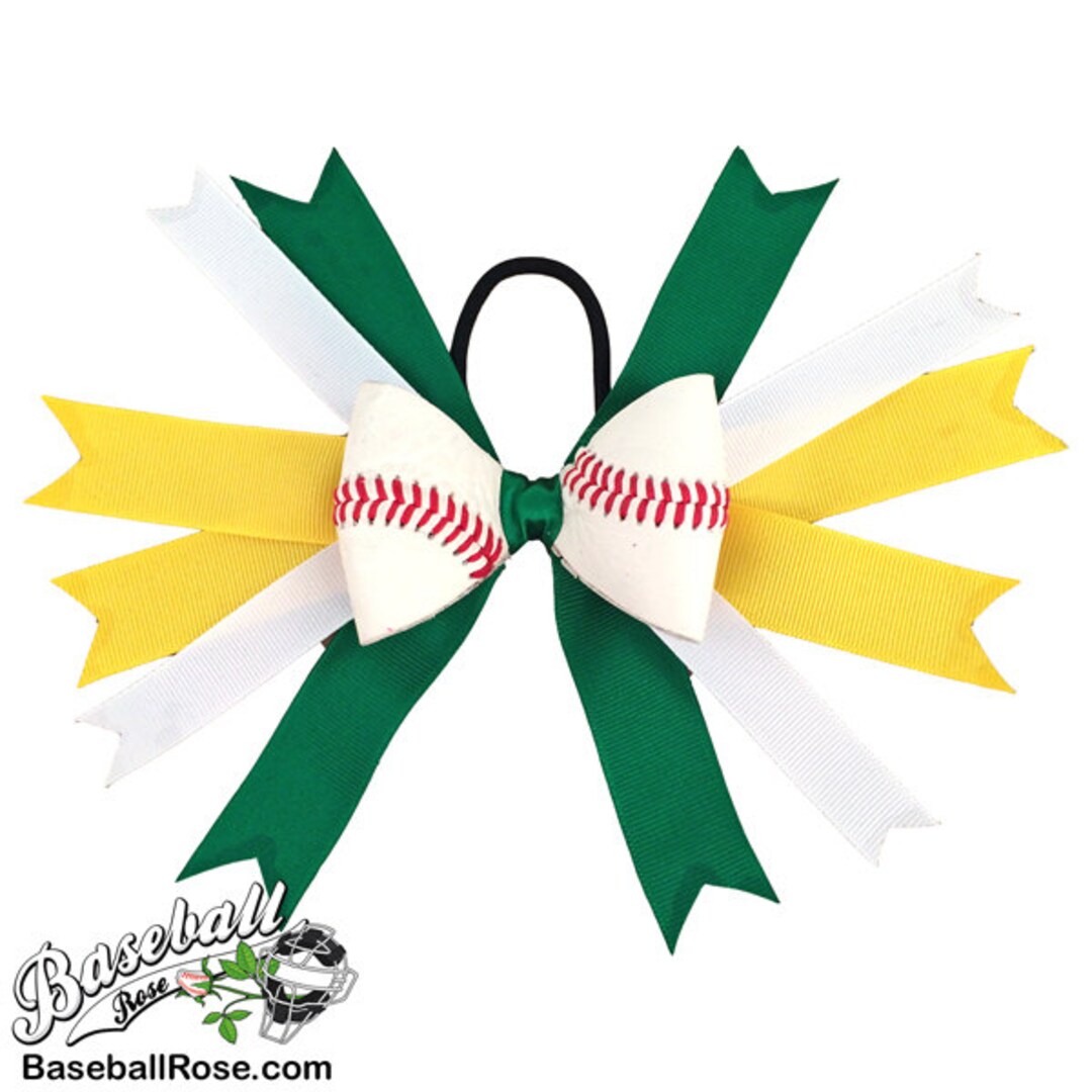 Baseball Hair Bow - Yellow Green - Etsy